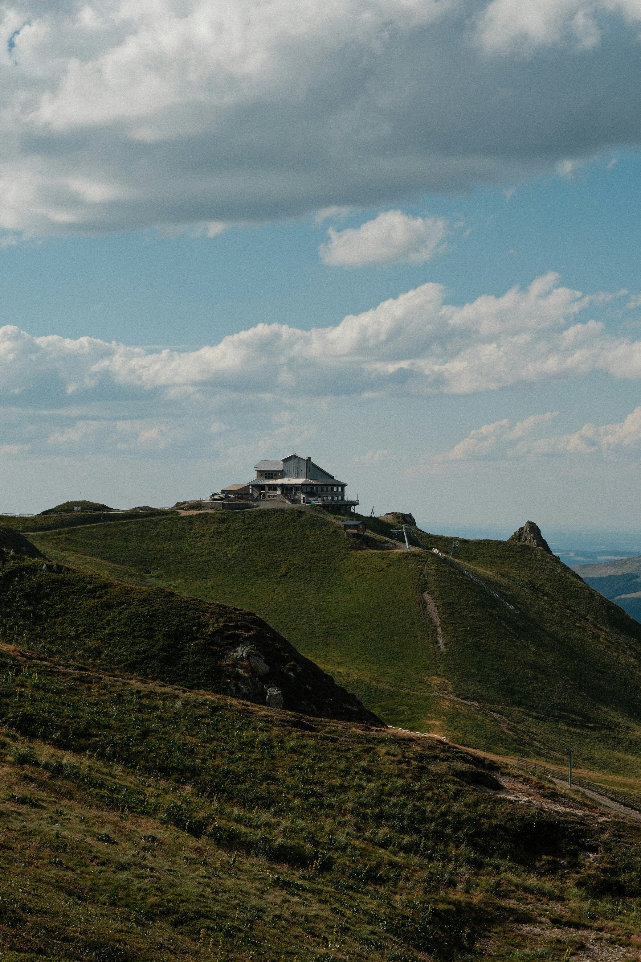 Hilltop Lodge Against a Sea-Blue Sky
