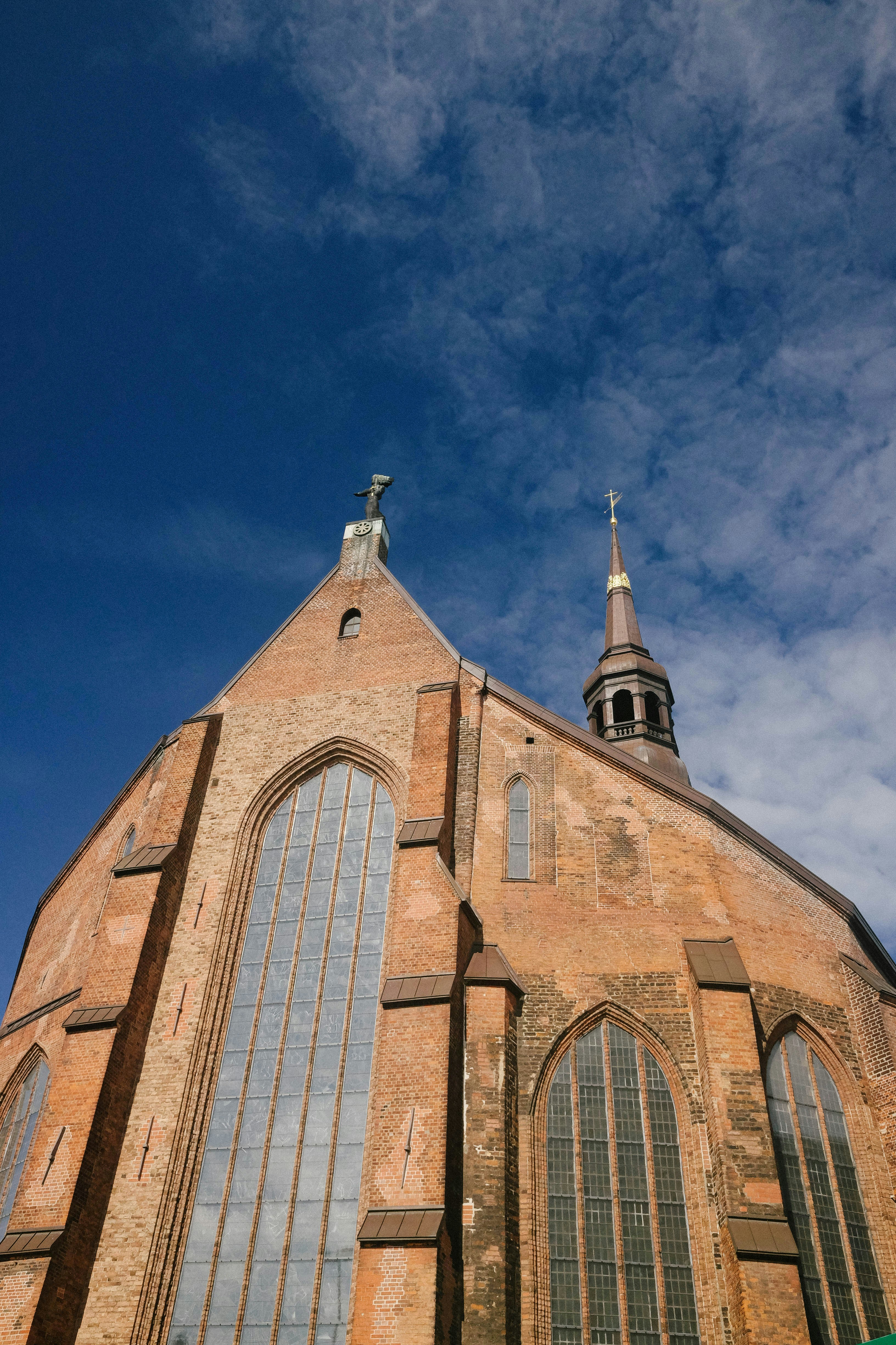 Brick Church under a Clear Sky