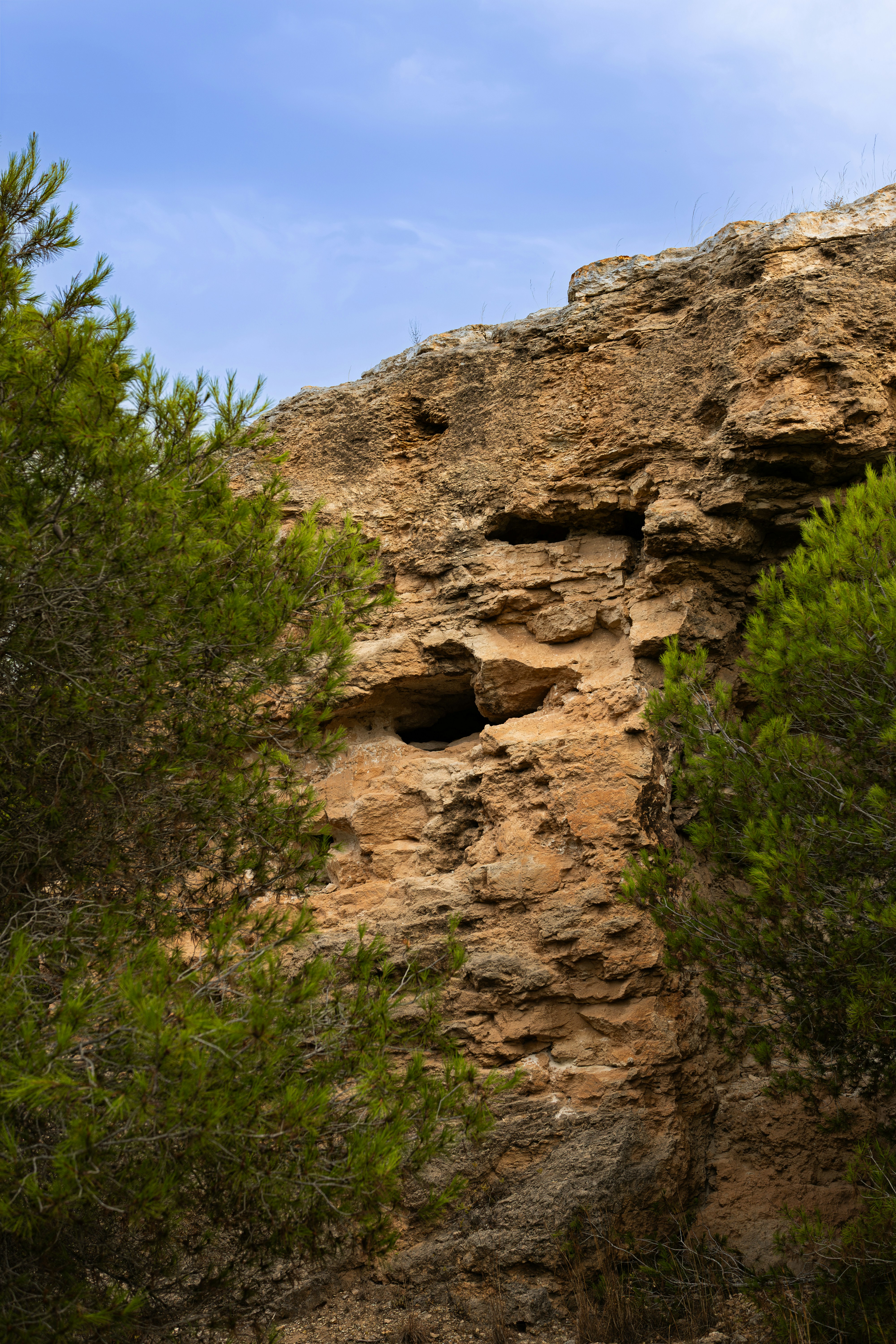 Stone Face in the Desert Cliff