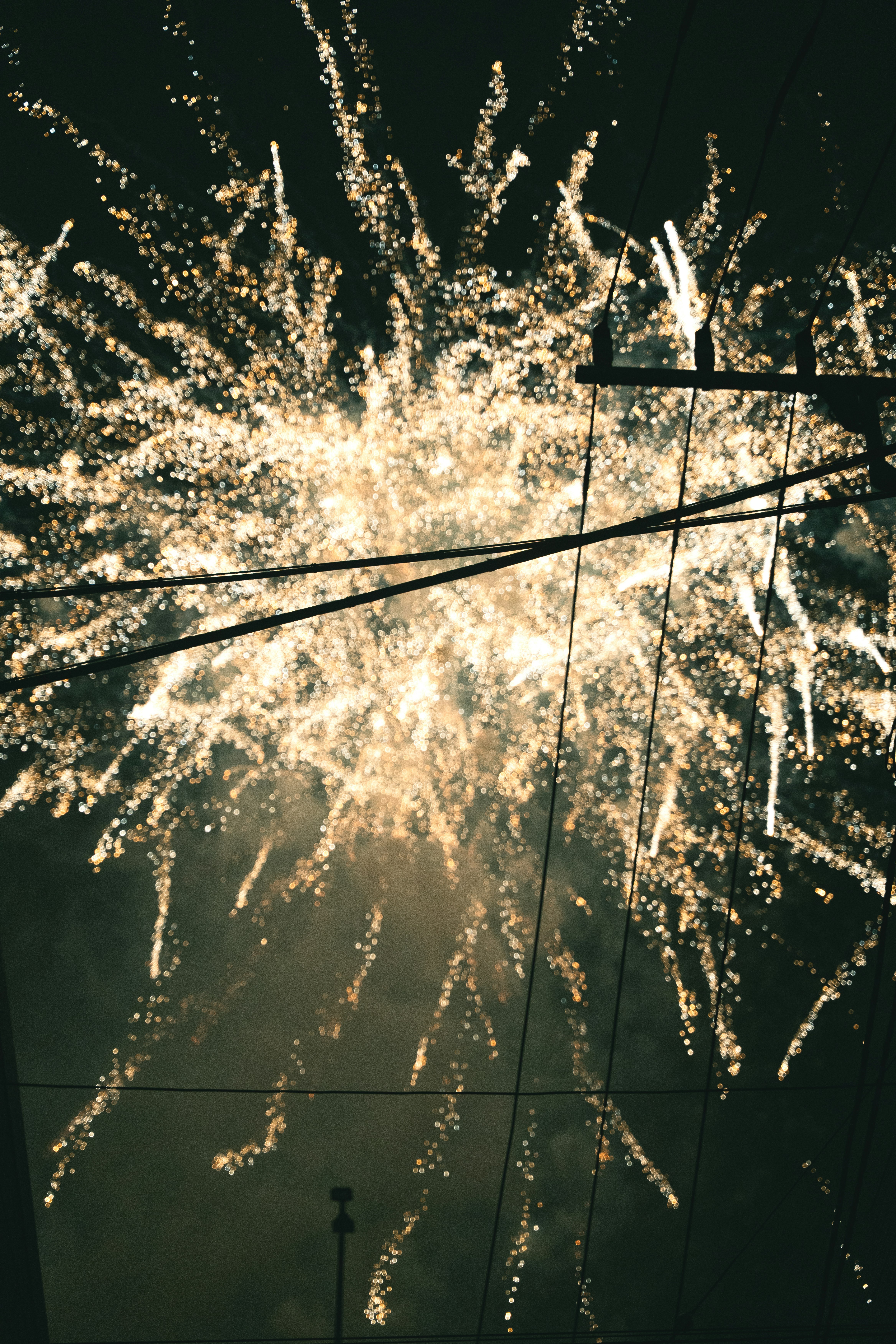 Urban Nightburst: Fireworks Above a Dark Grid
