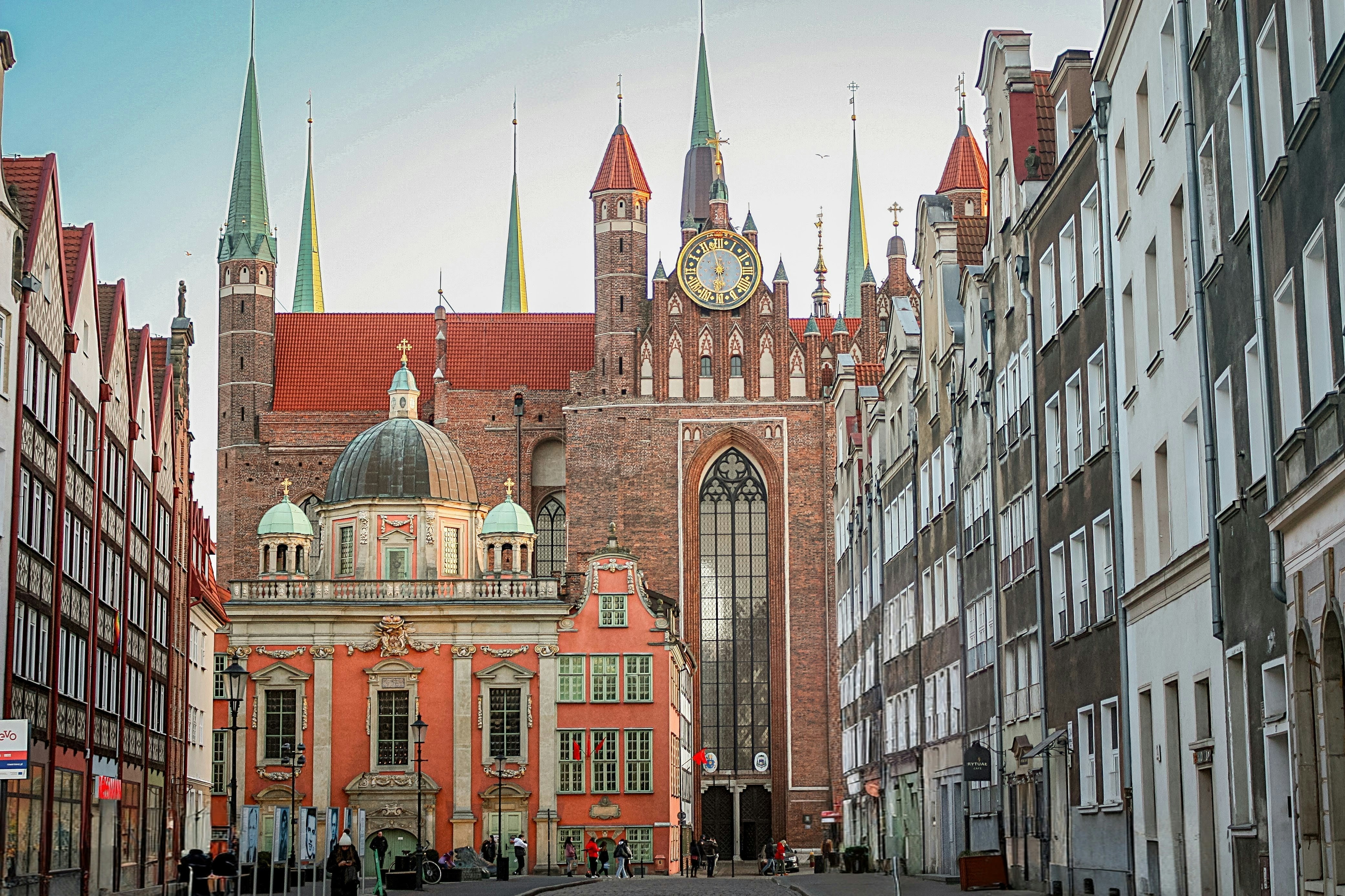 Gothic Red Brick and Clocked Facade at the Market Square