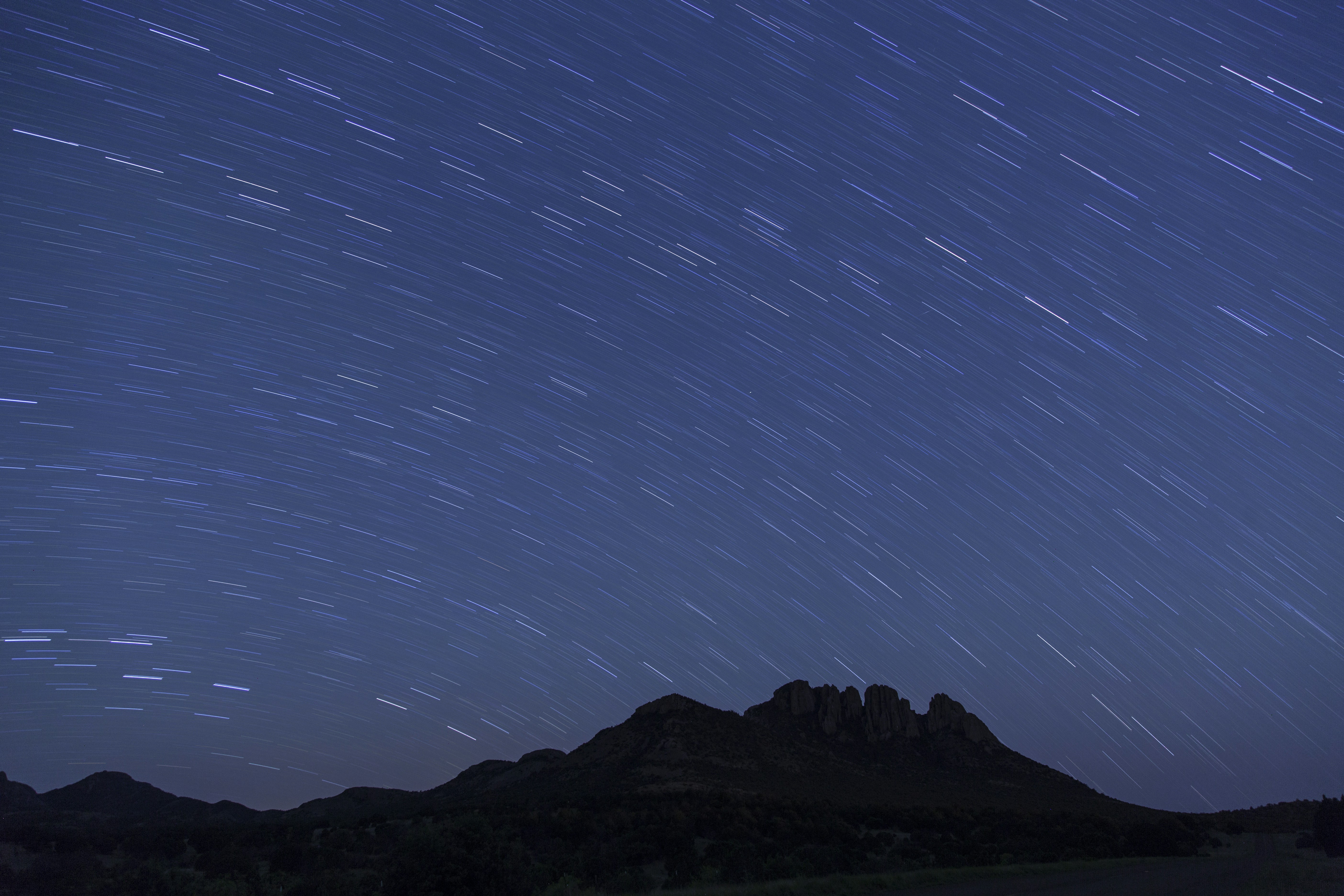 Star Trails over a Quiet Mountain Ridge