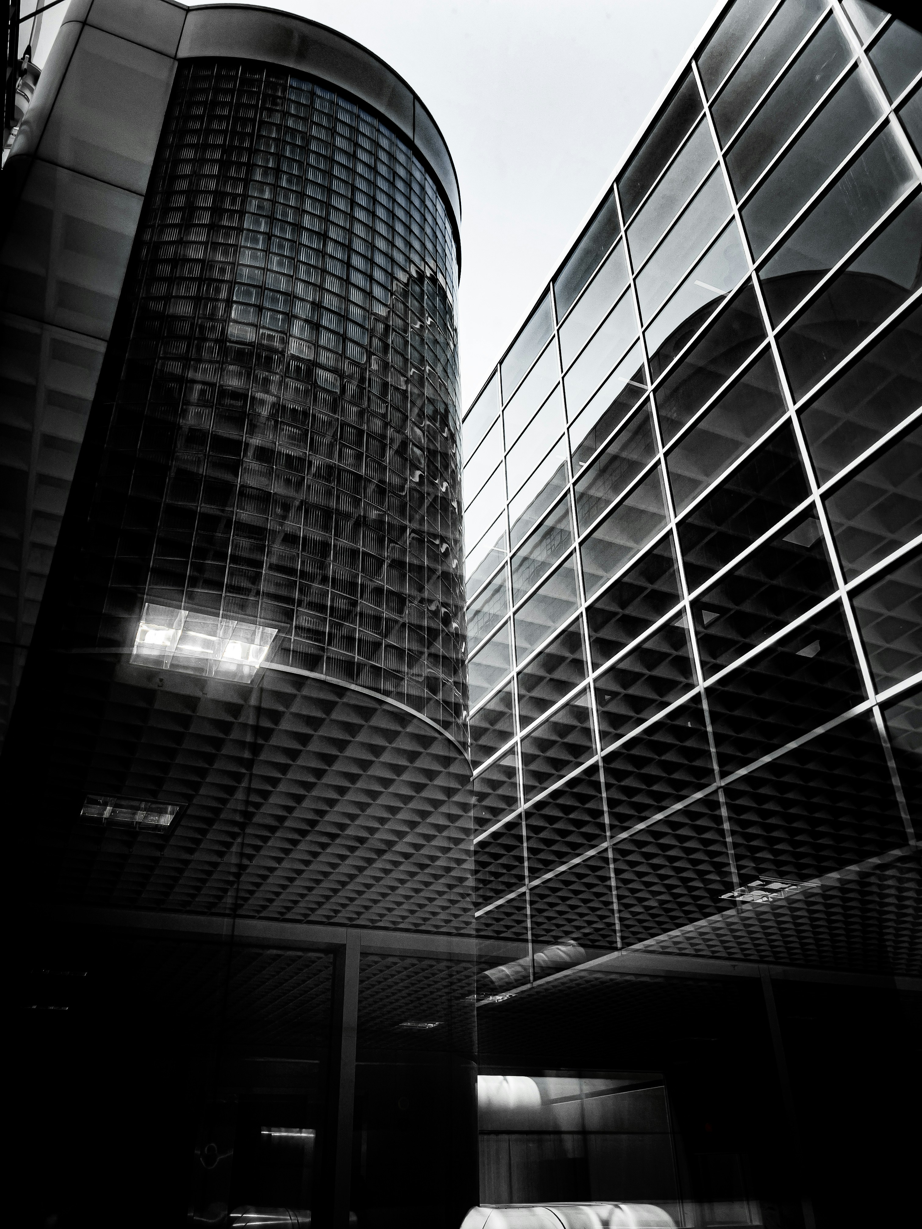 Glass Facade Convergence at a Modern Corporate Curve
