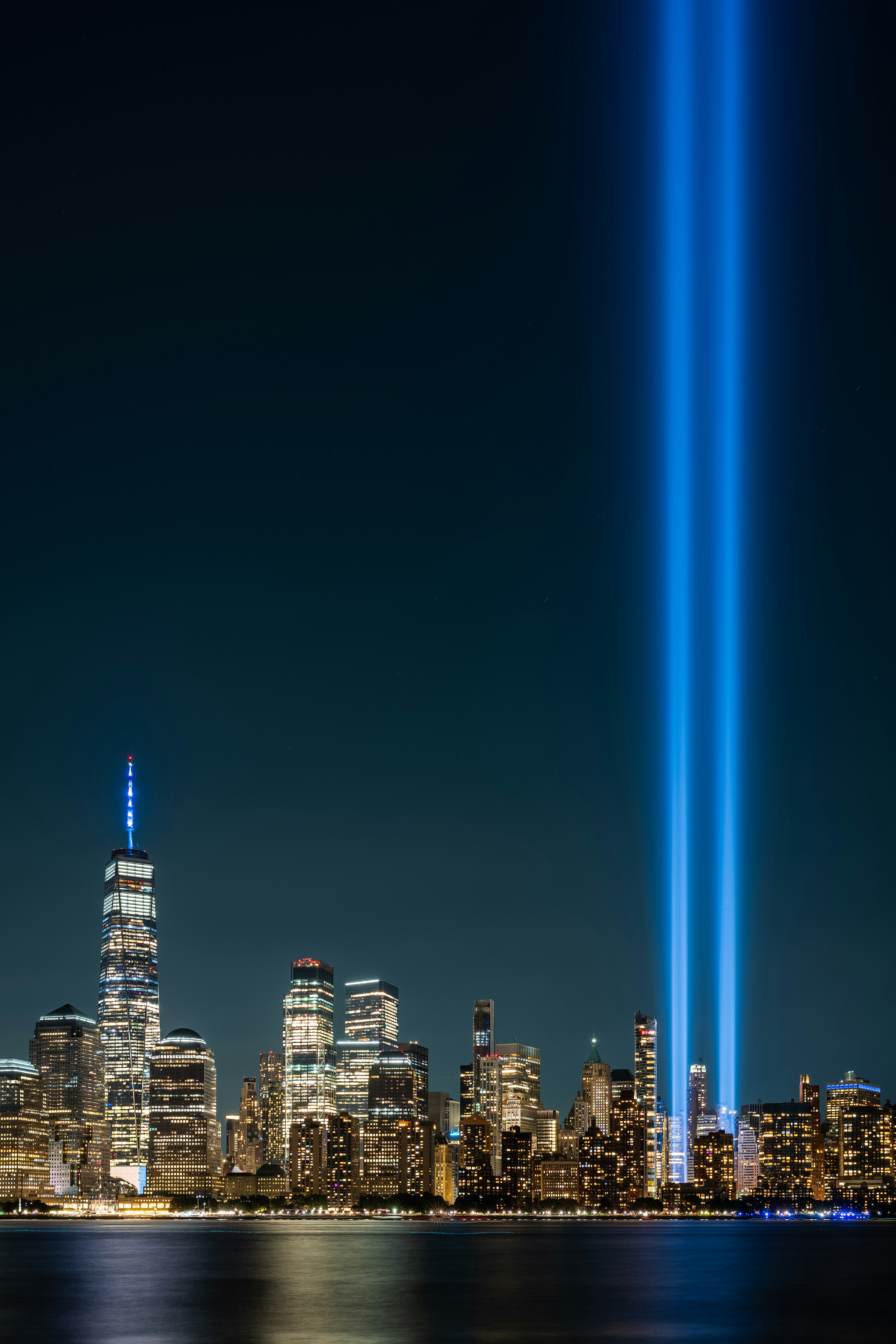 Beaconing Skyline: Twin Beams Over a Night City