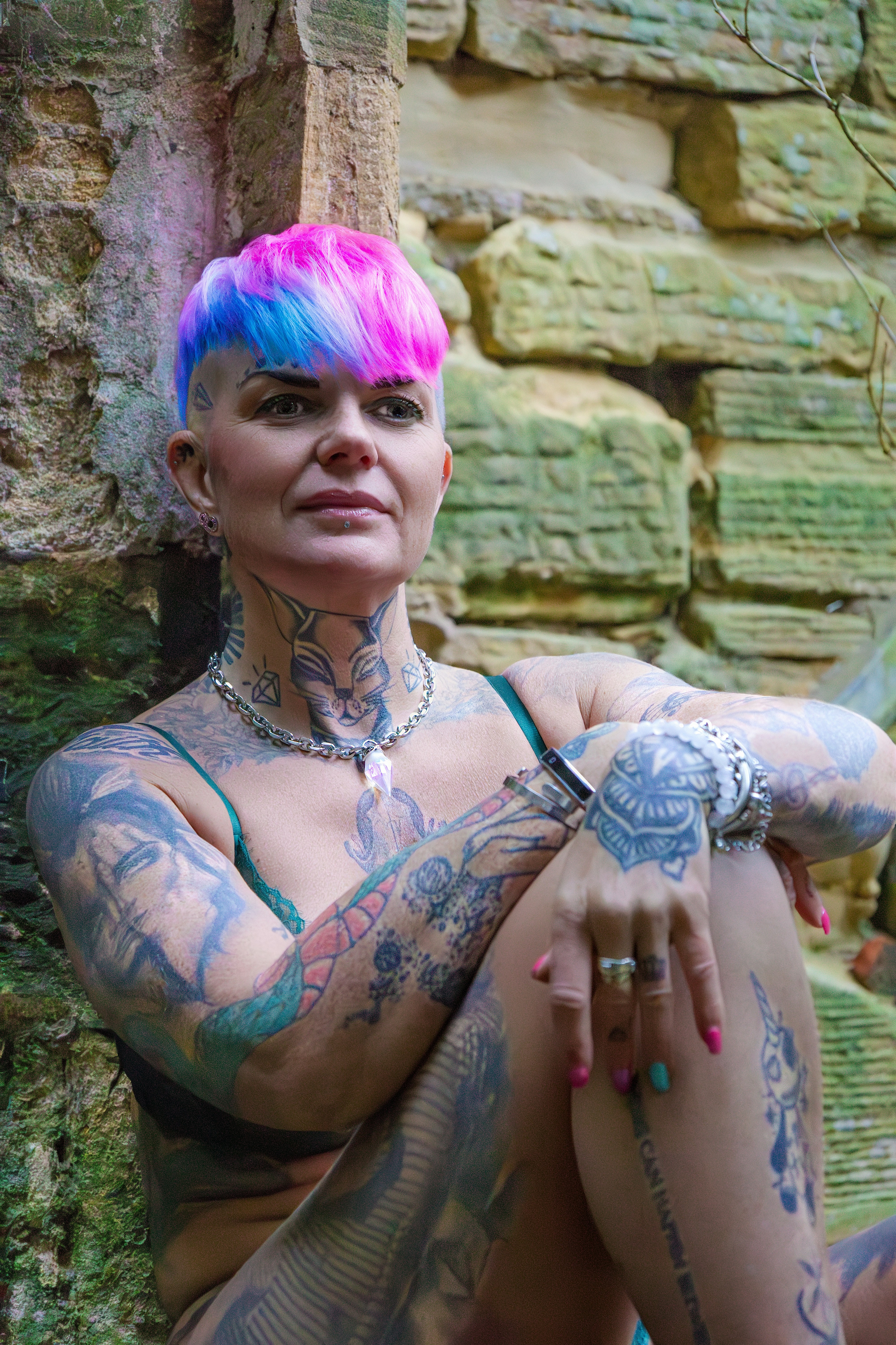 Vividly Inked Portrait in a Stone Whisper