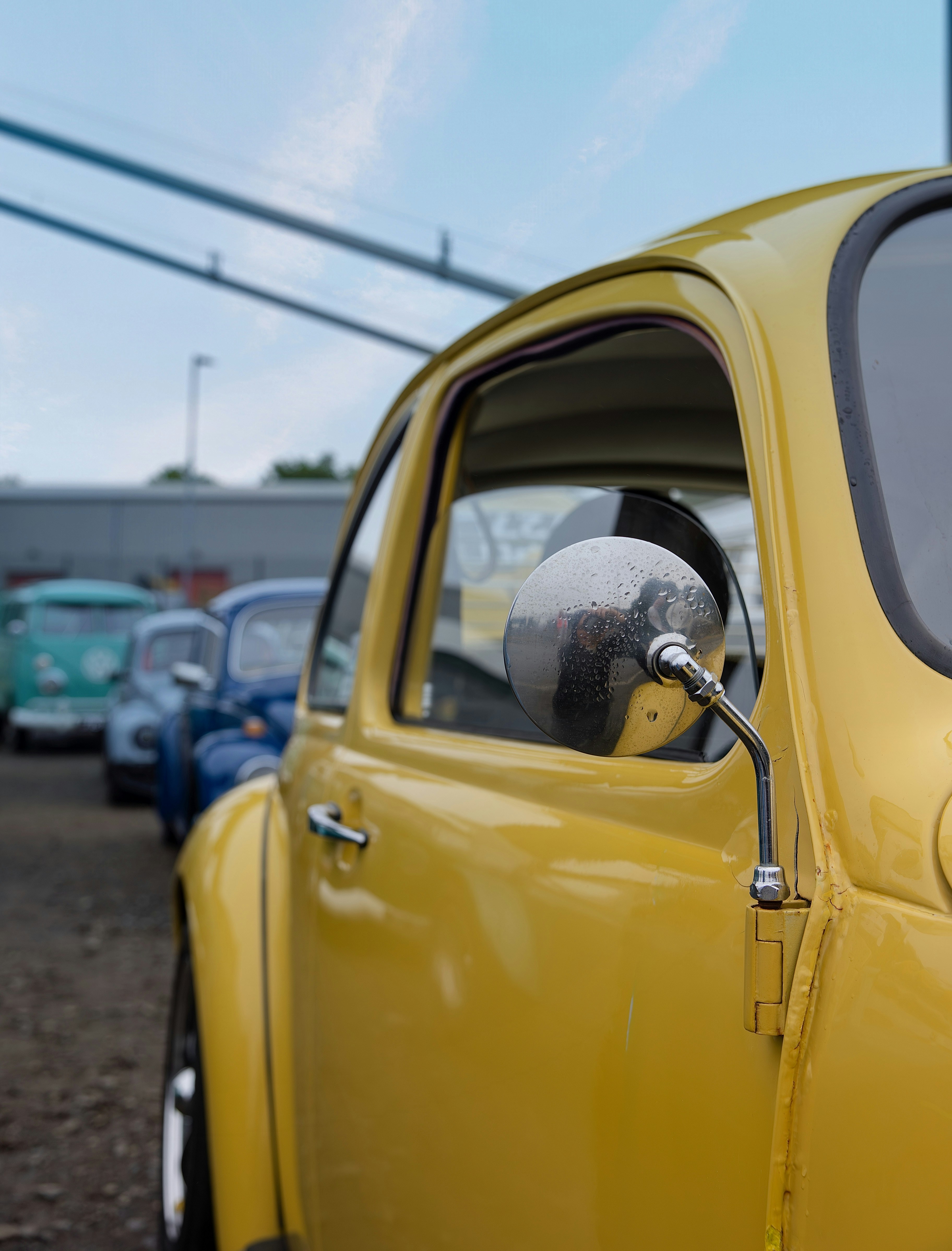Yellow Vintage Cab and Side Mirror: A Portrait in Chrome
