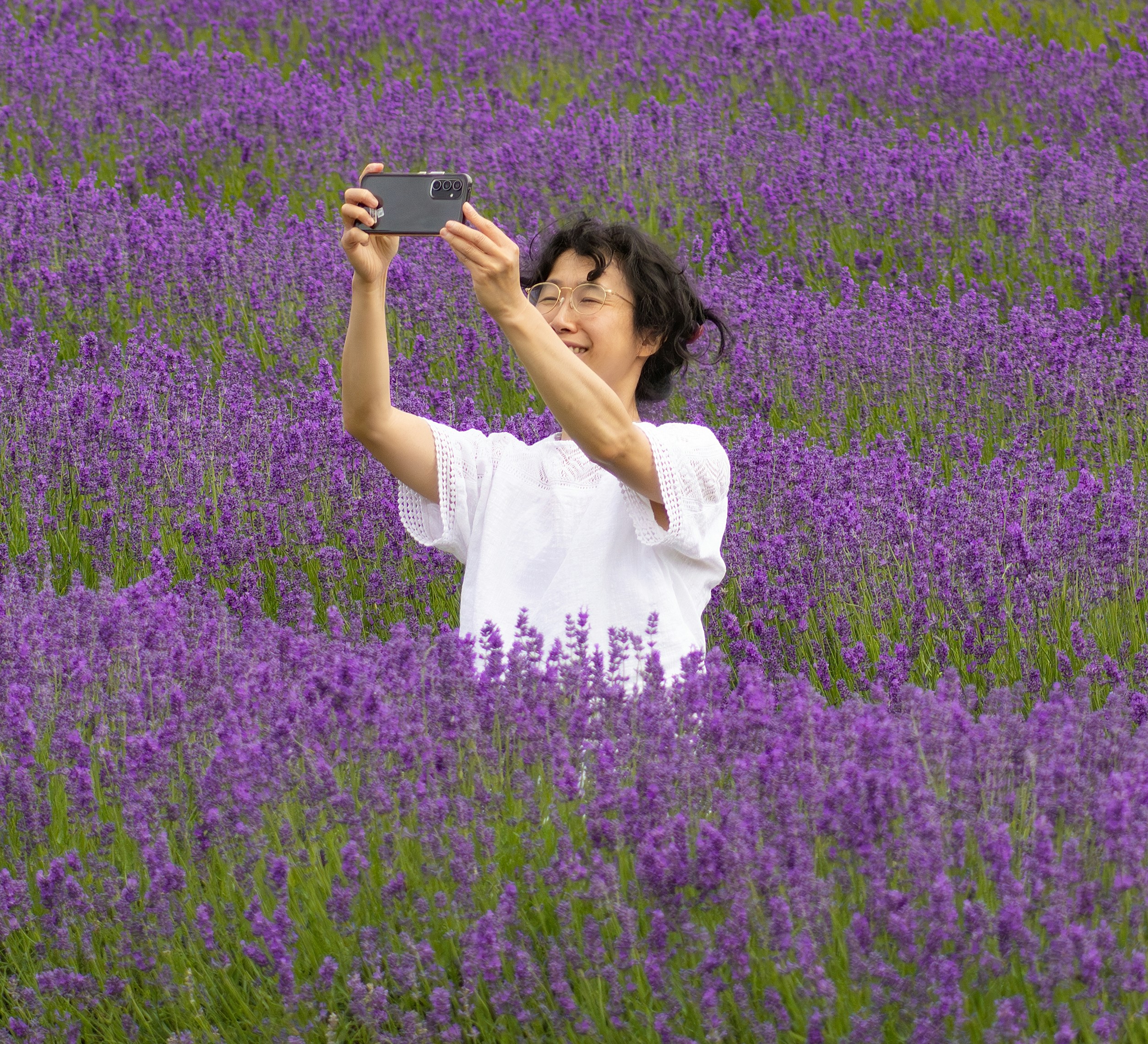 Selfie Among Lavender Waves