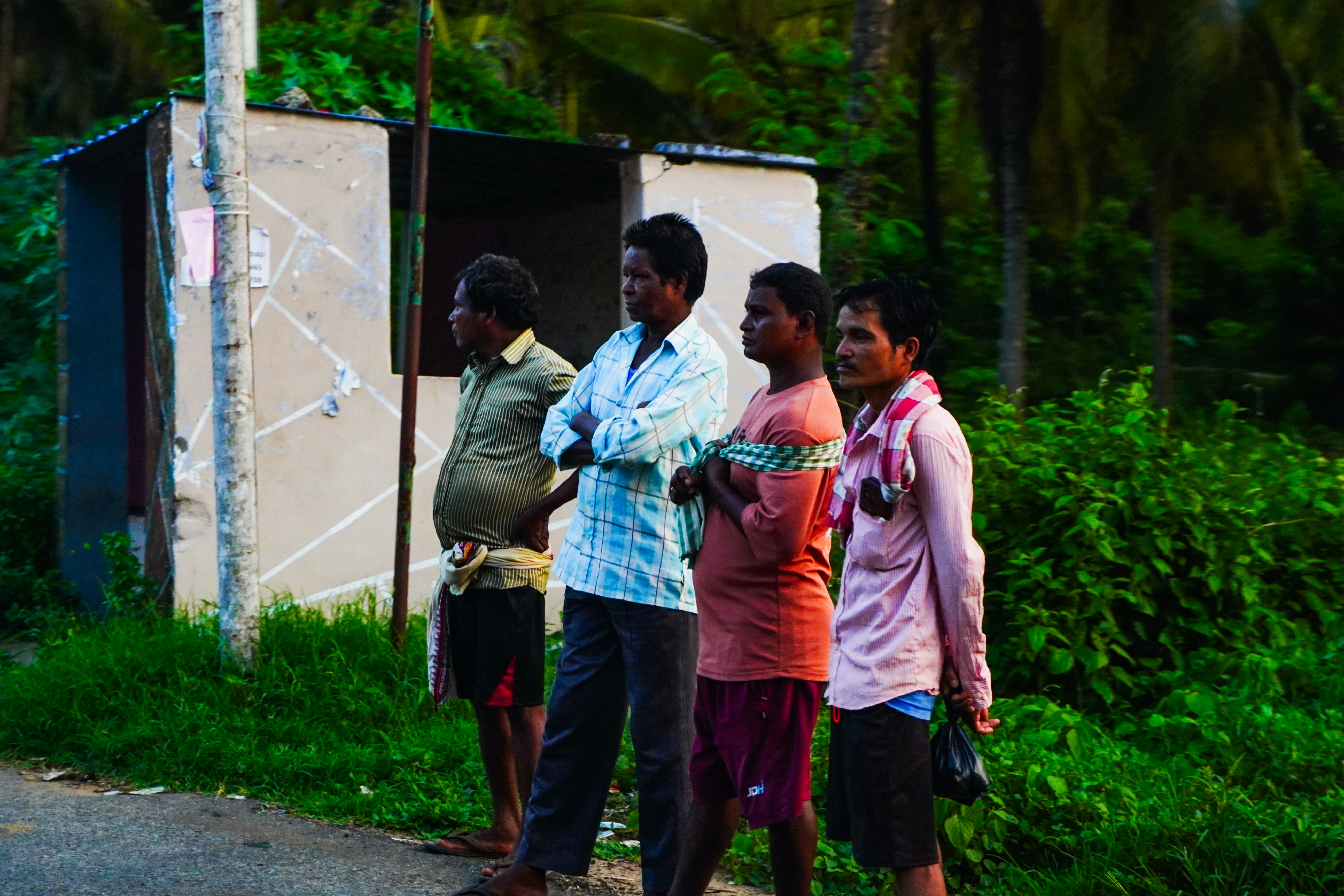 Line of Five in a Quiet Village Stopover