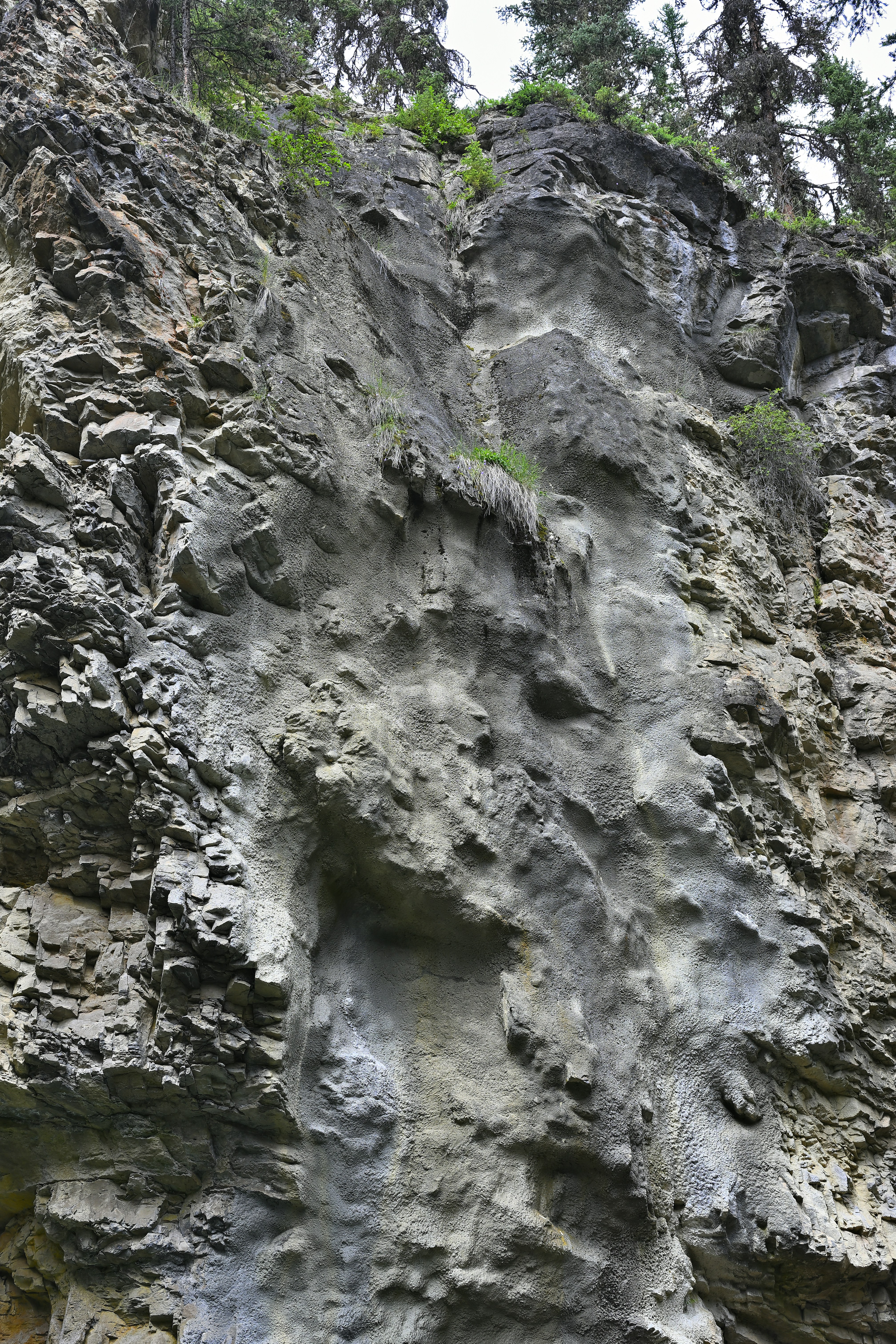 Rugged Cliff Face Carved by Time and Water