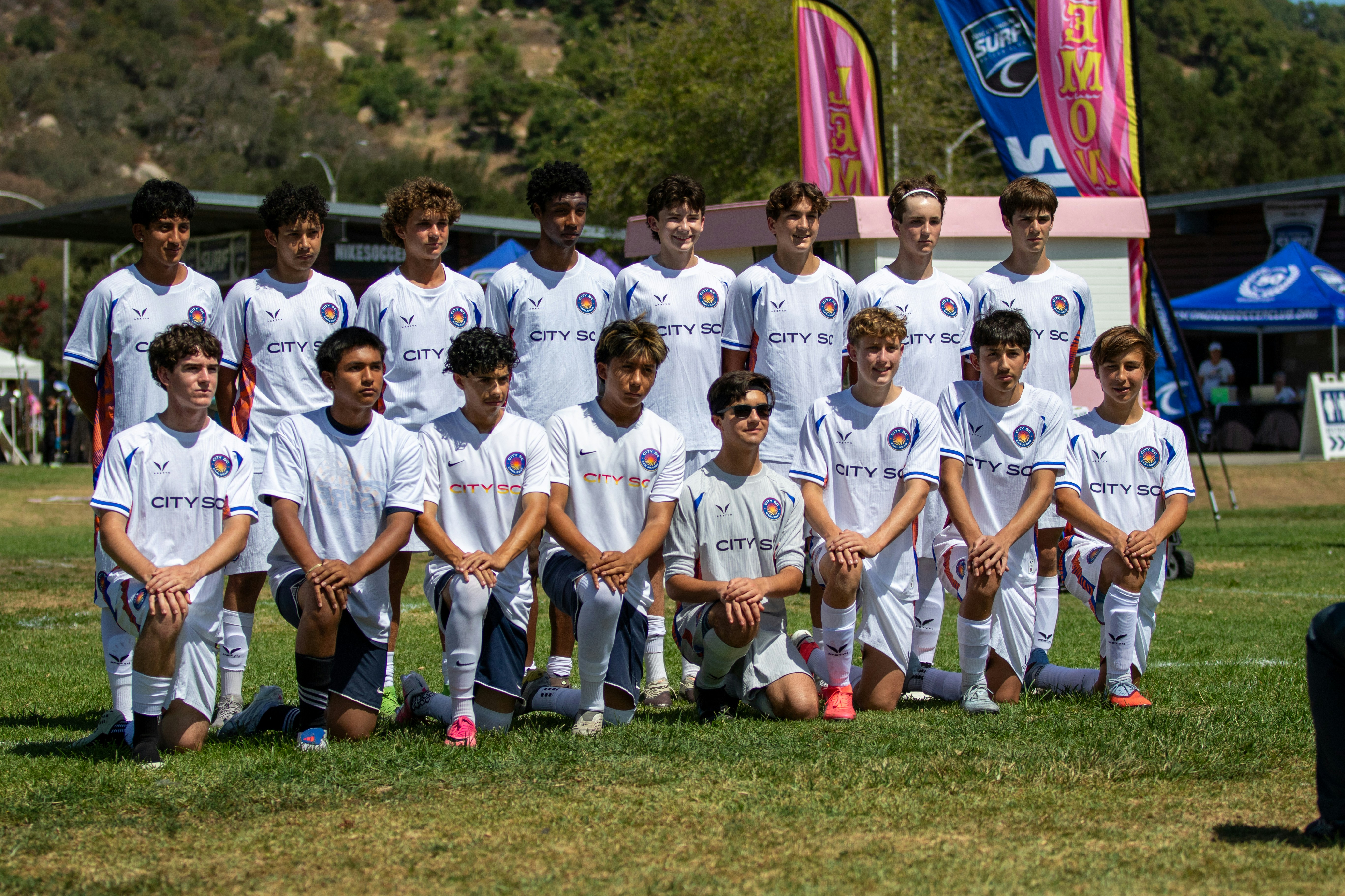 Team Huddle: Youth Soccer Squad After the Match