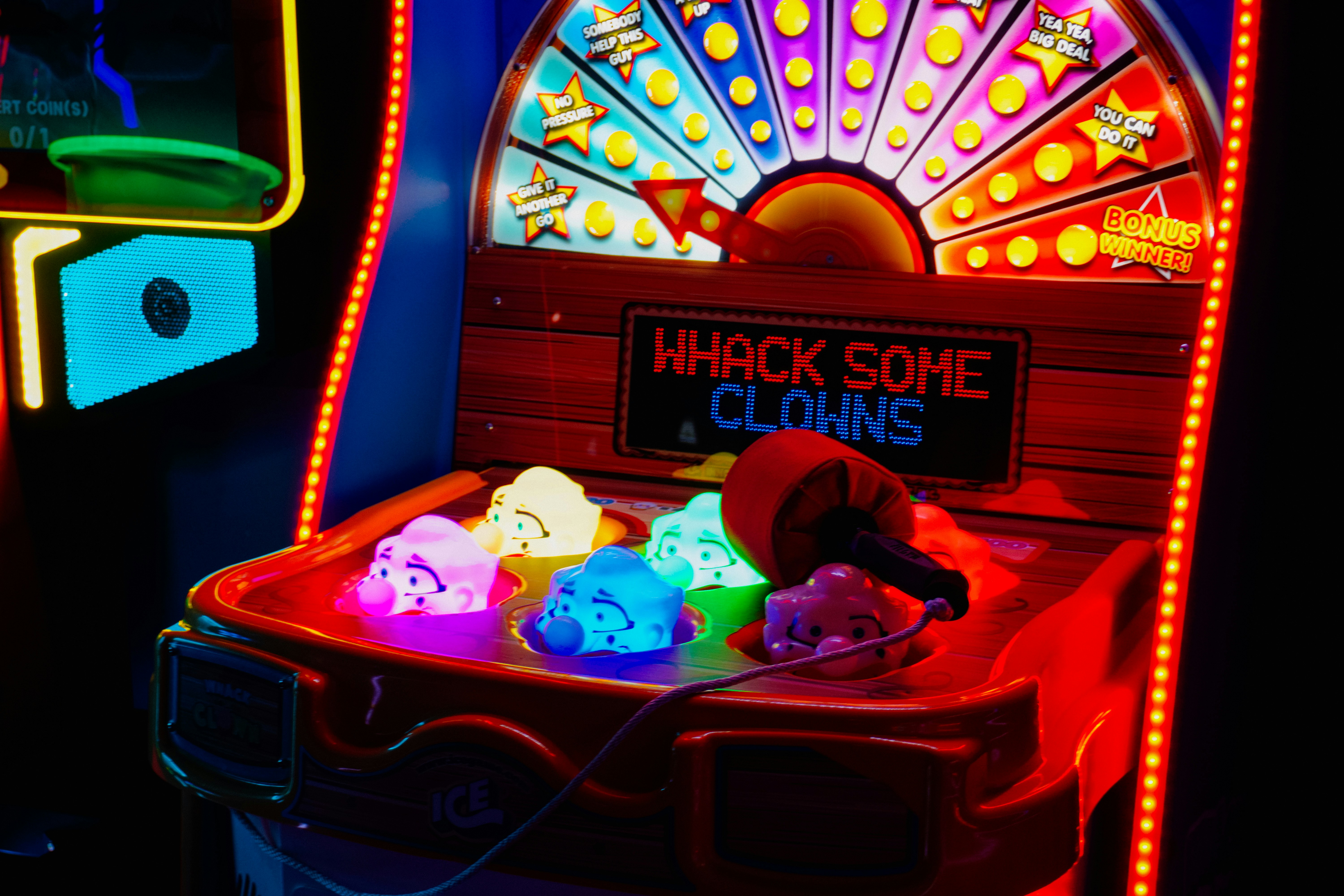 Whacky Clown Basket: Neon Soirée at the Arcade