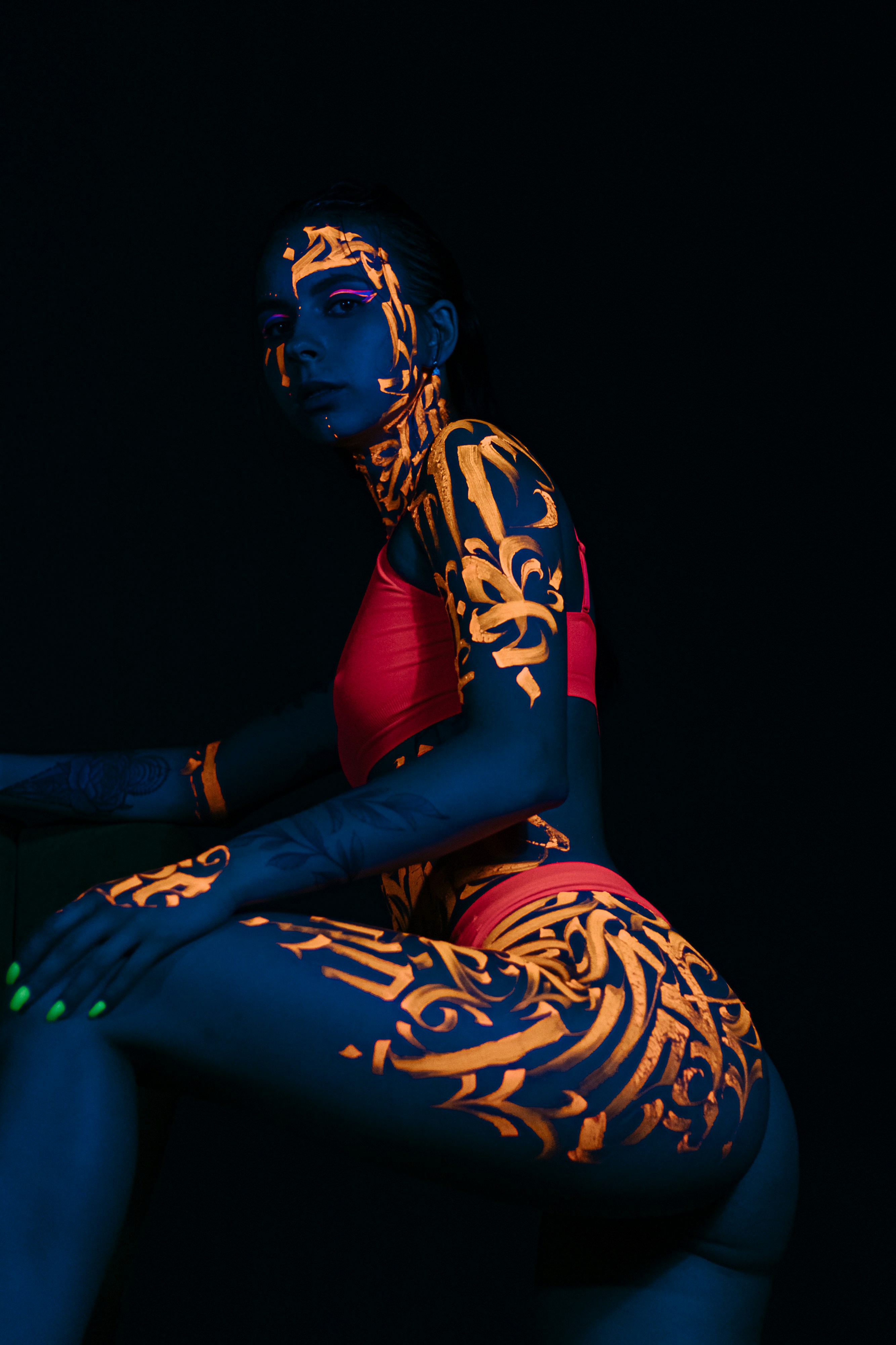 Fluorescent Ink on Night Skin