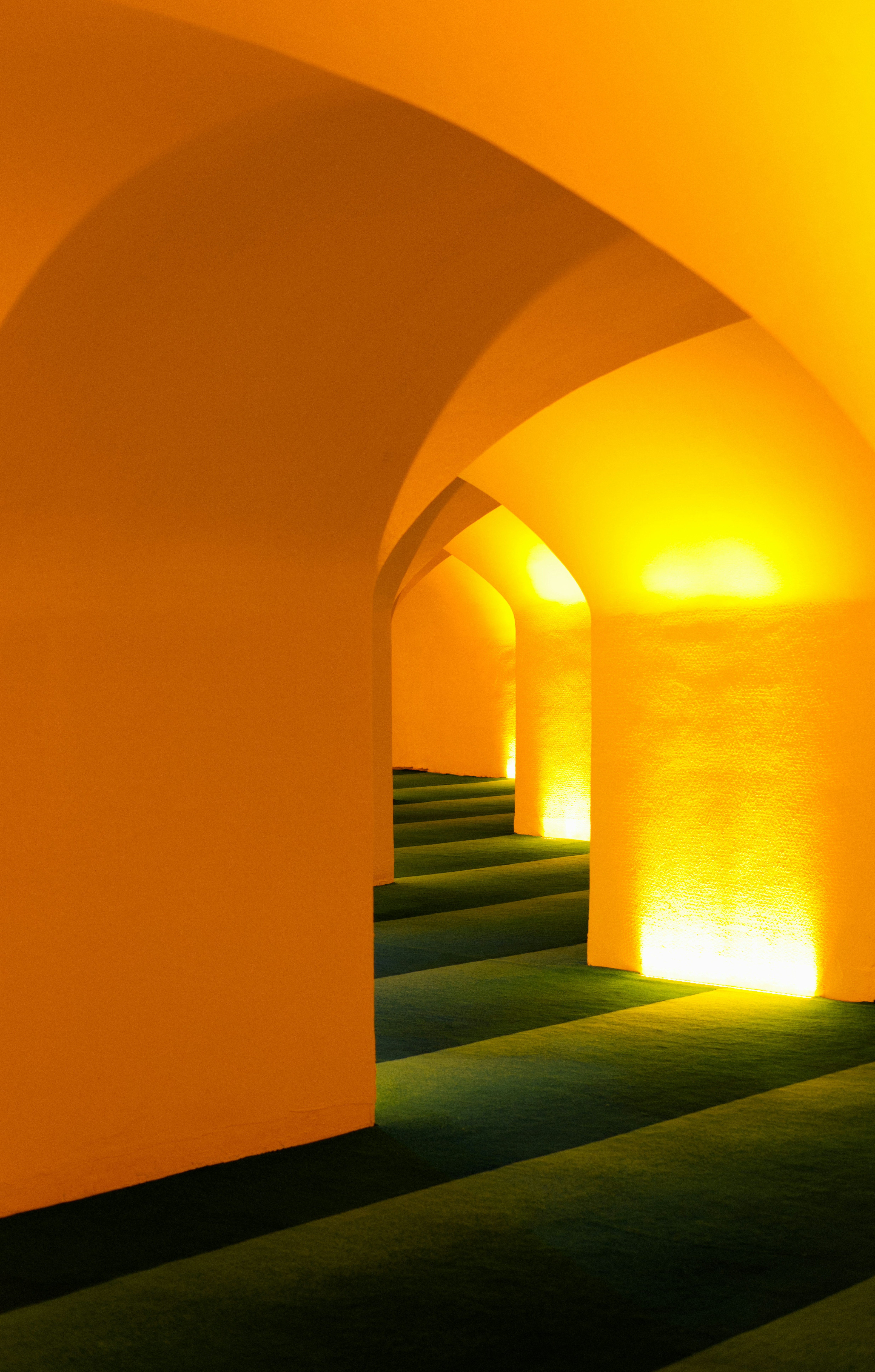 Golden Corridor of Arches: An Abstract Light Walk