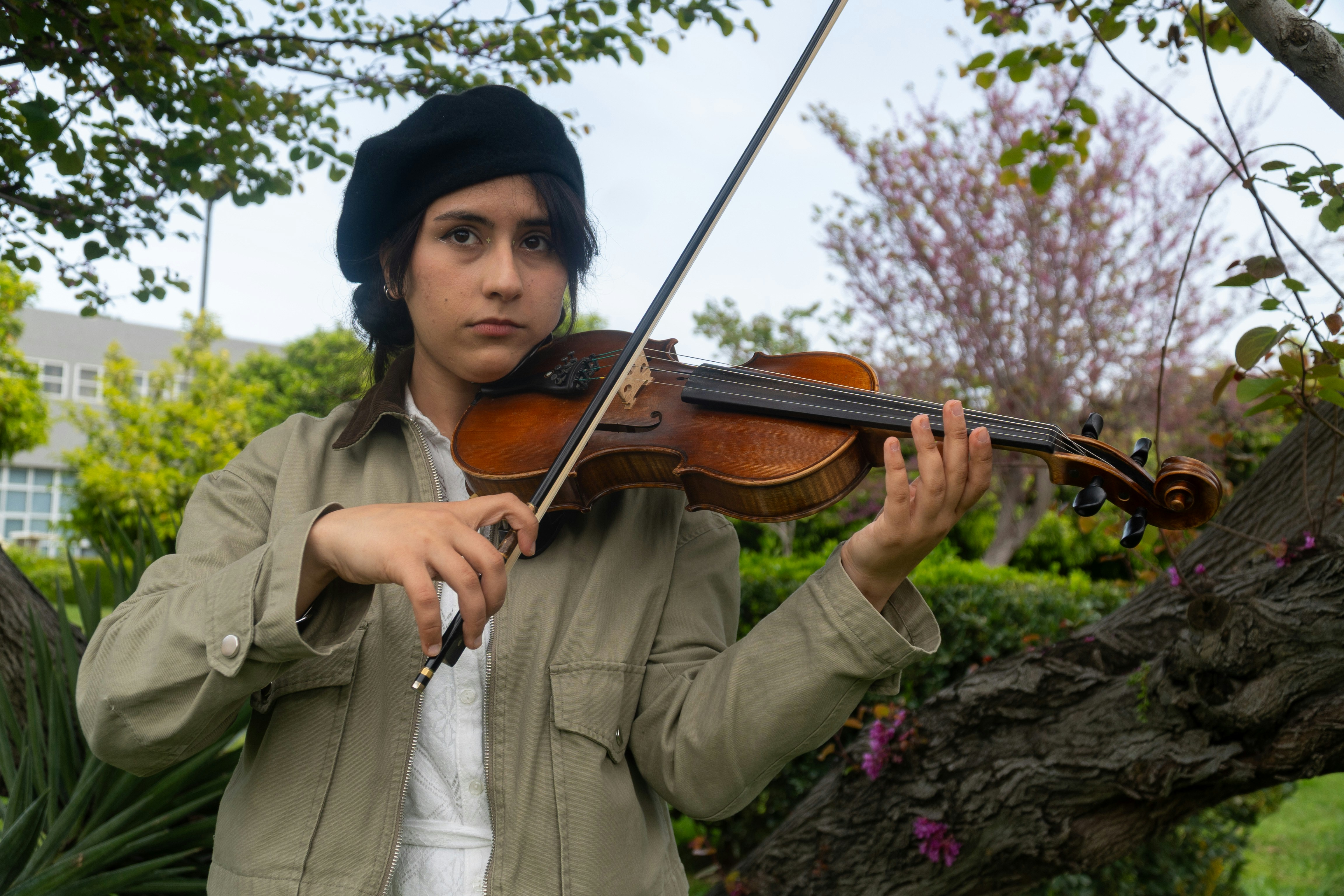Violin in the Garden: A Portrait of Focus and Breath