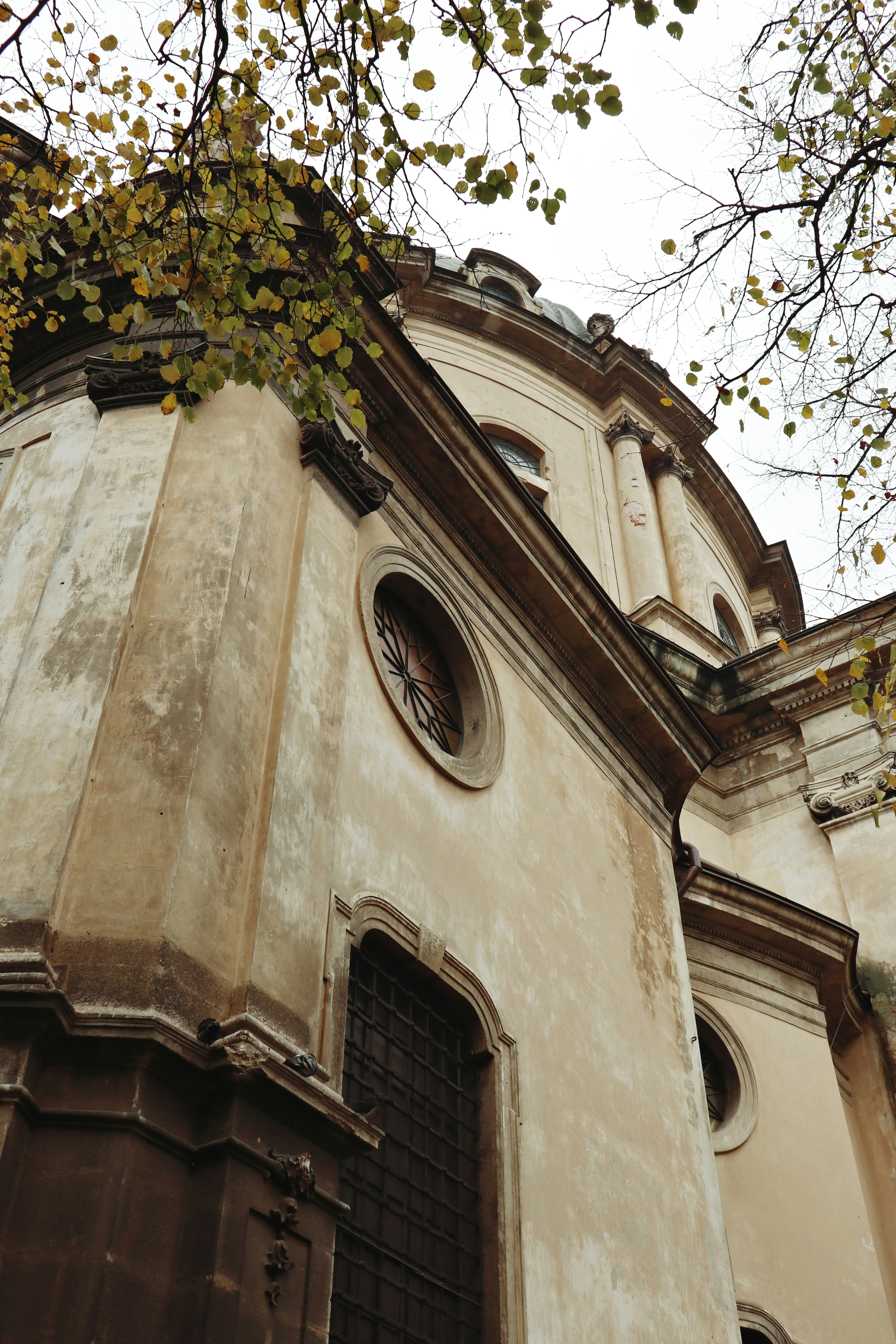 Weathered Edwardian Facade Reaching Toward Autumn Sky