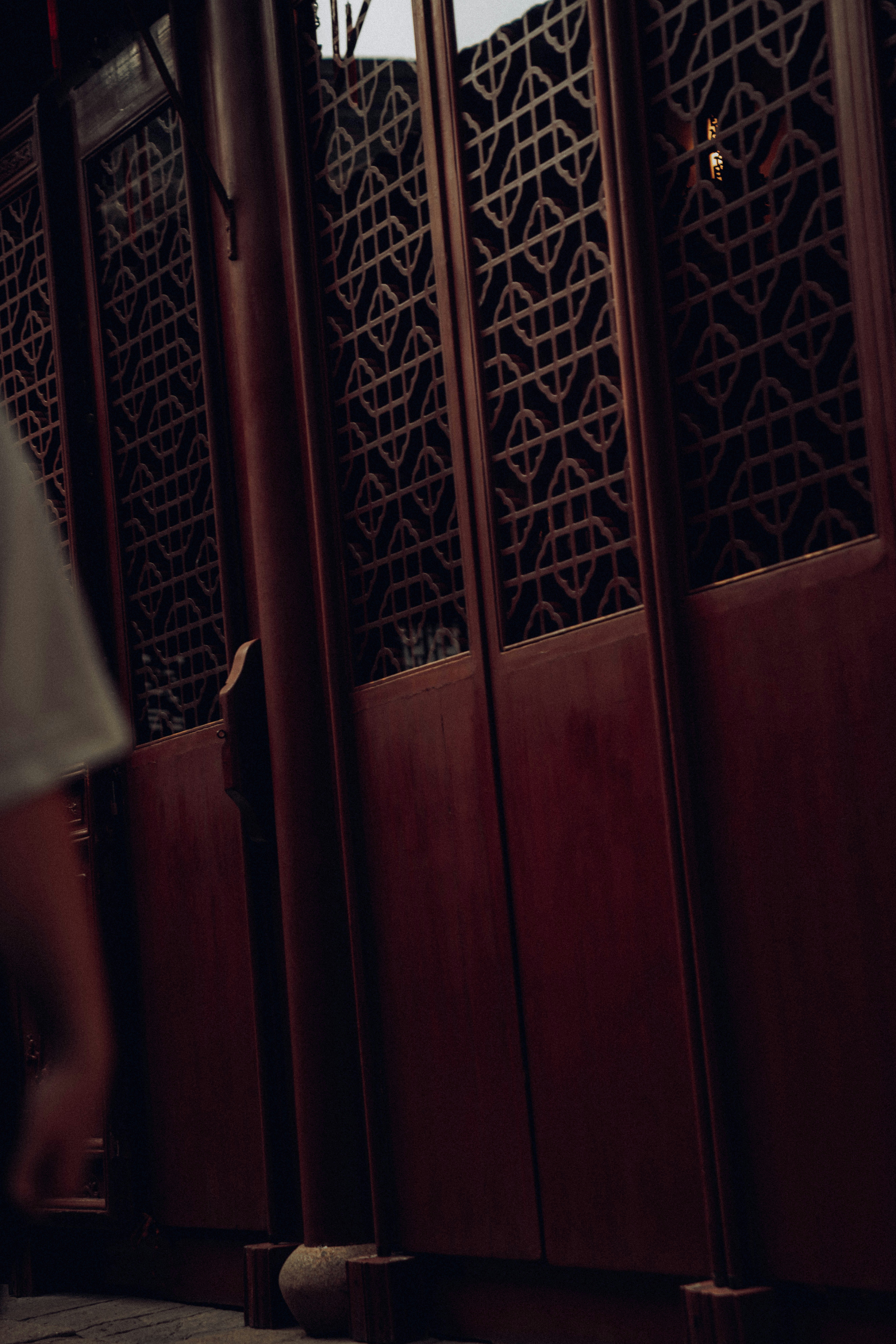 Dark Timber Lattices: A Quiet Pause Amid Ornate Dividers