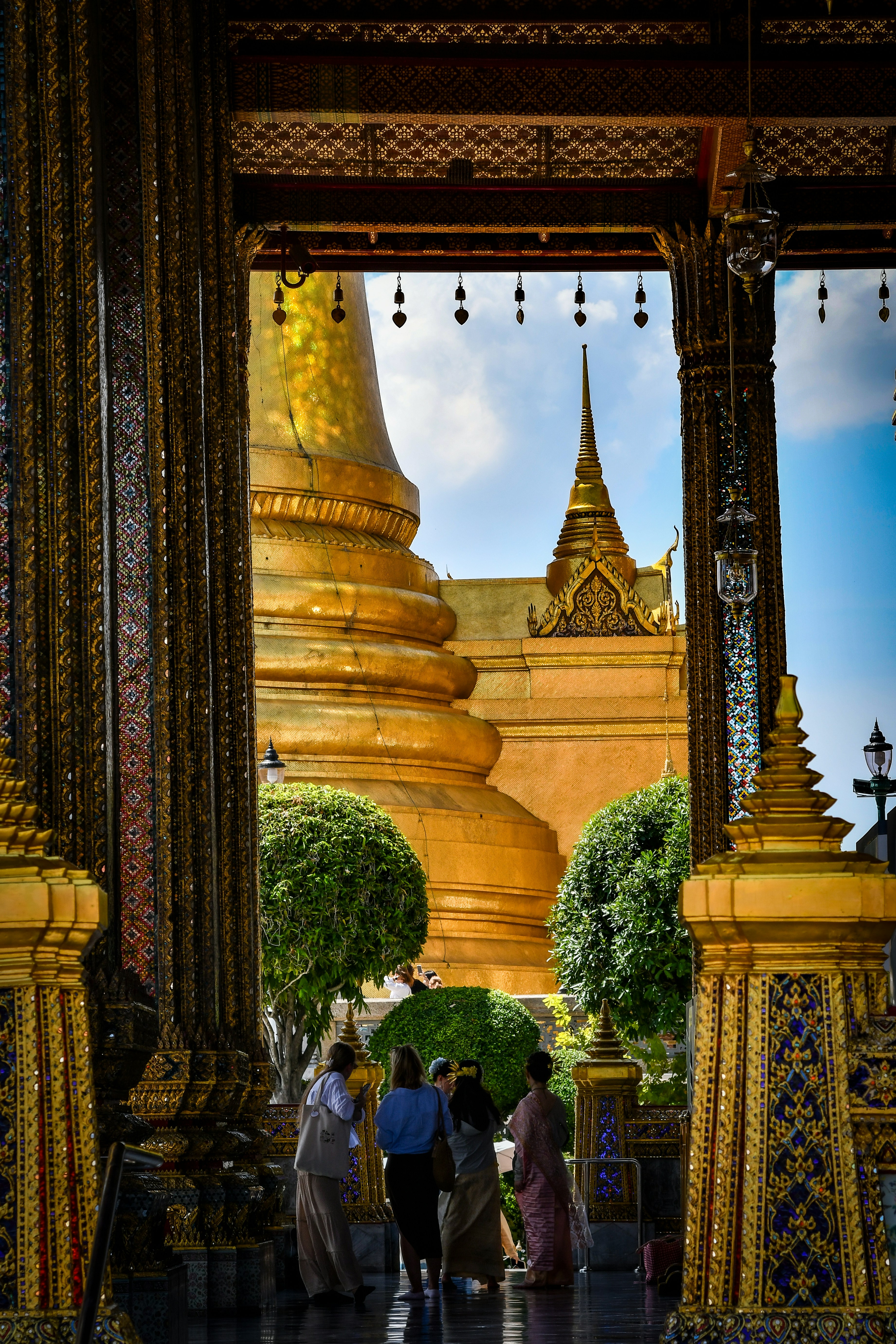 Golden Spires Through Ornate Columns