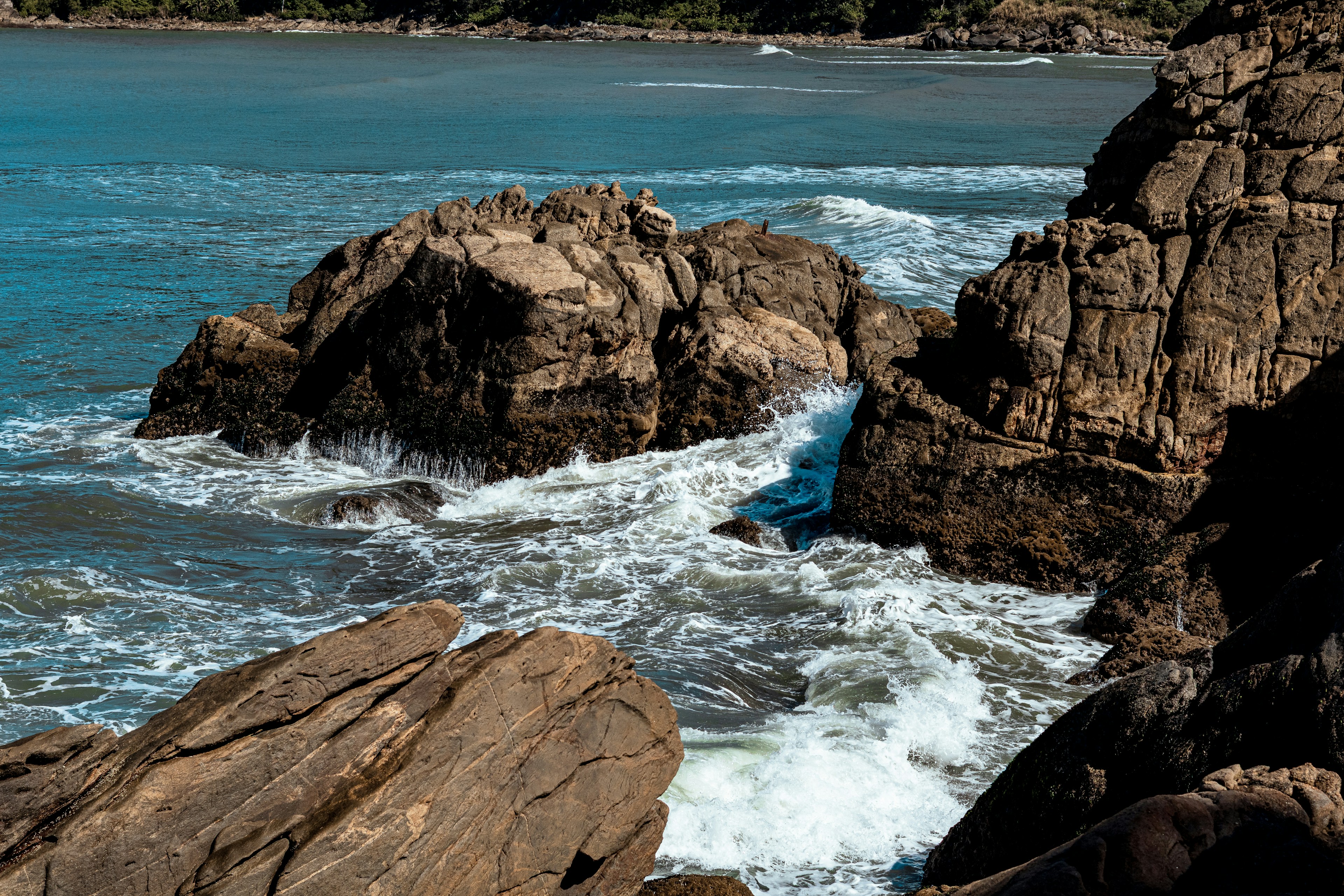 Coastline Between Giants: Timbered Rocks and Emerald Water
