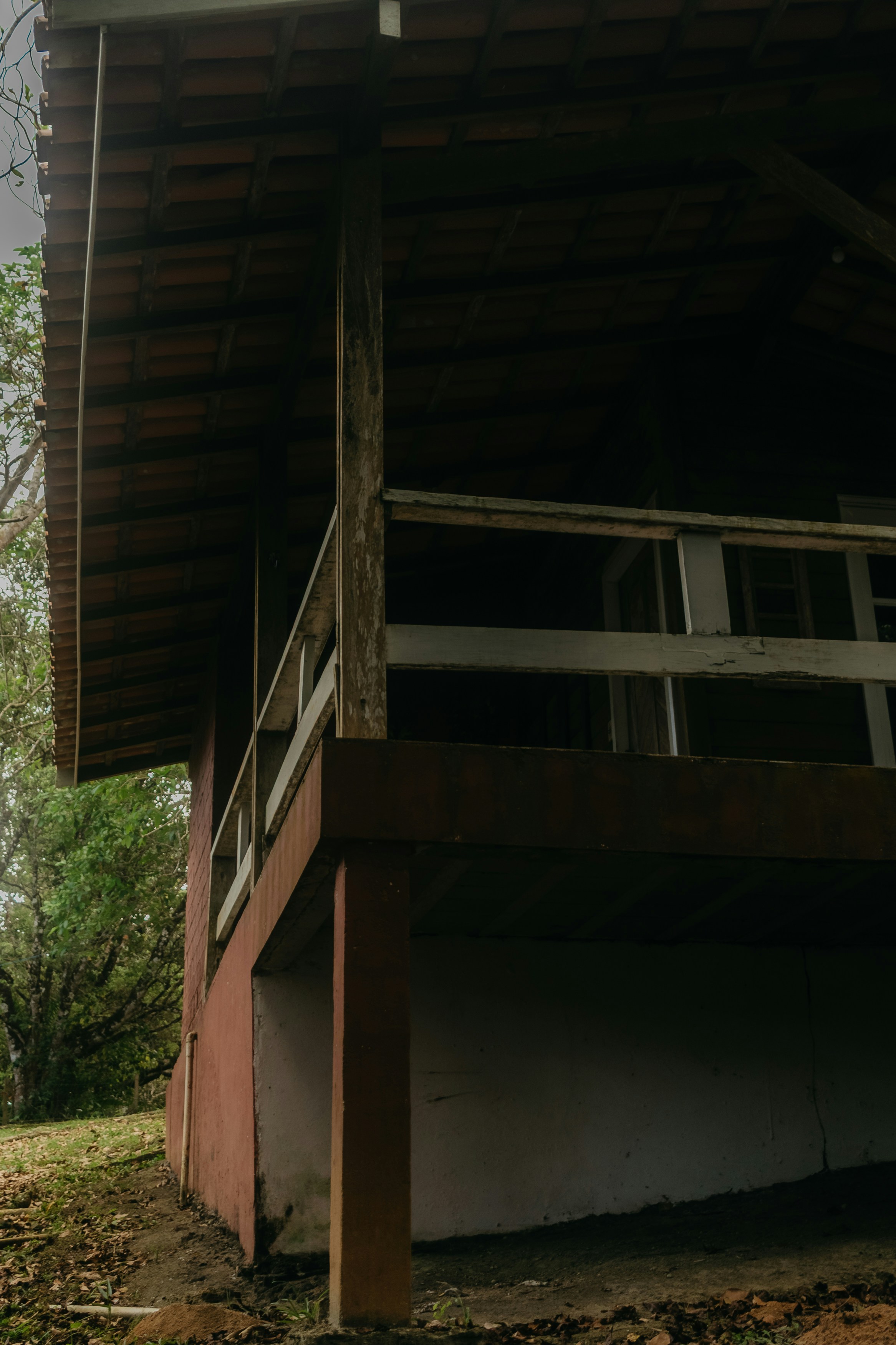 Abandoned Balcony Overhang in Dappled Light
