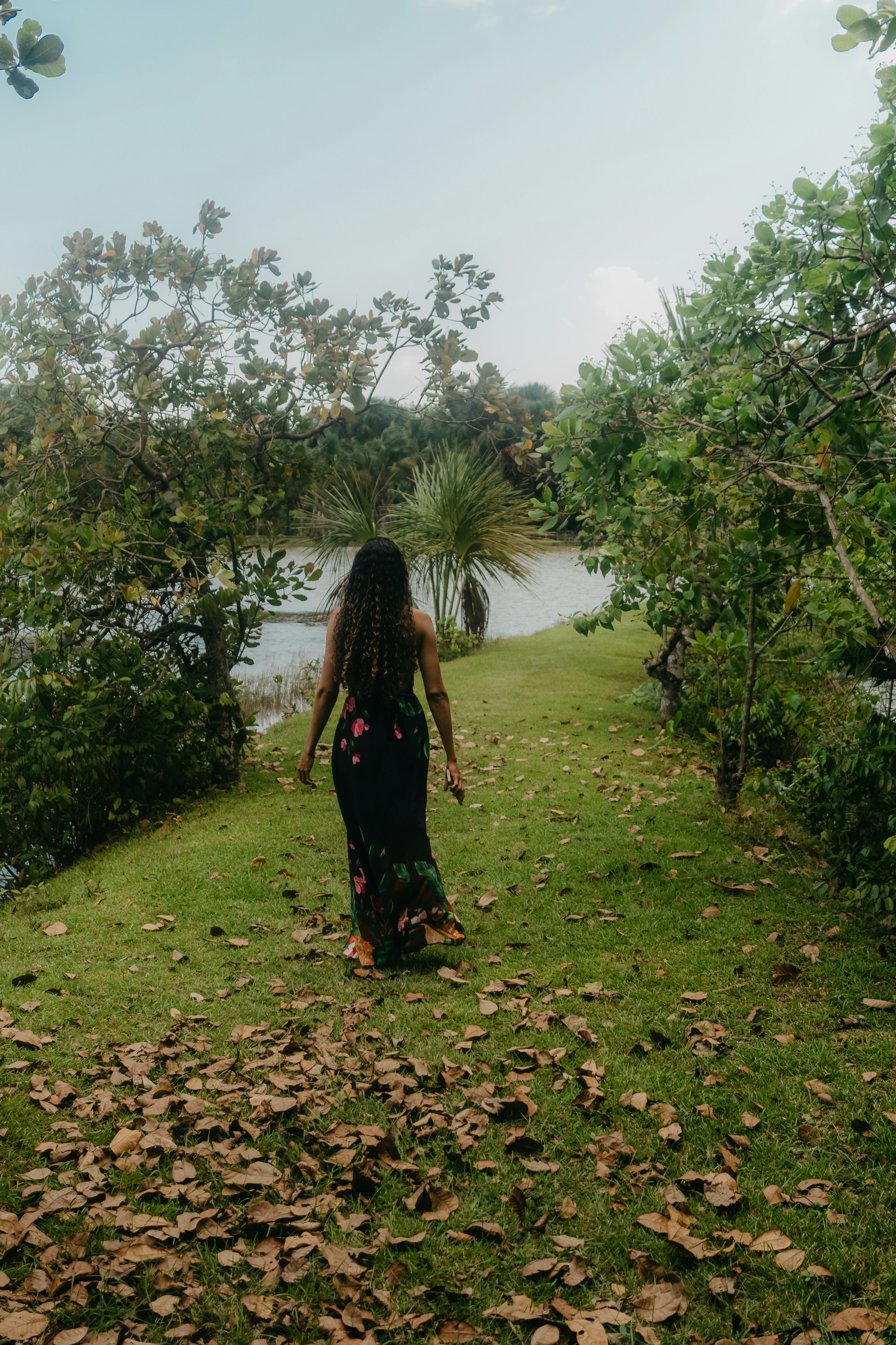 Path to the Lake: Solitary Figure Among Whispering Foliage