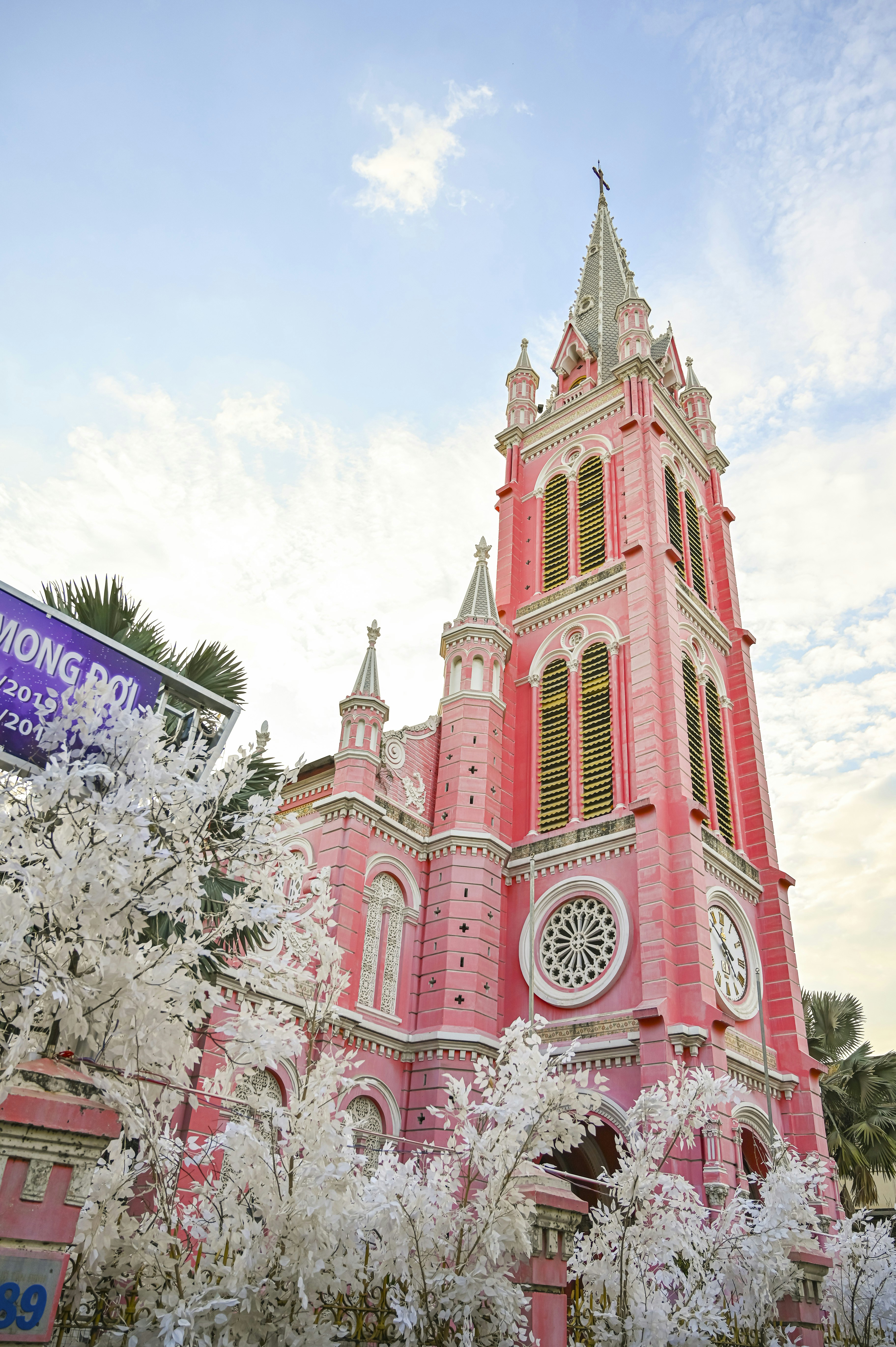 Rosy Gothic: The Pink Cathedral Reaching Toward a Bright Sky