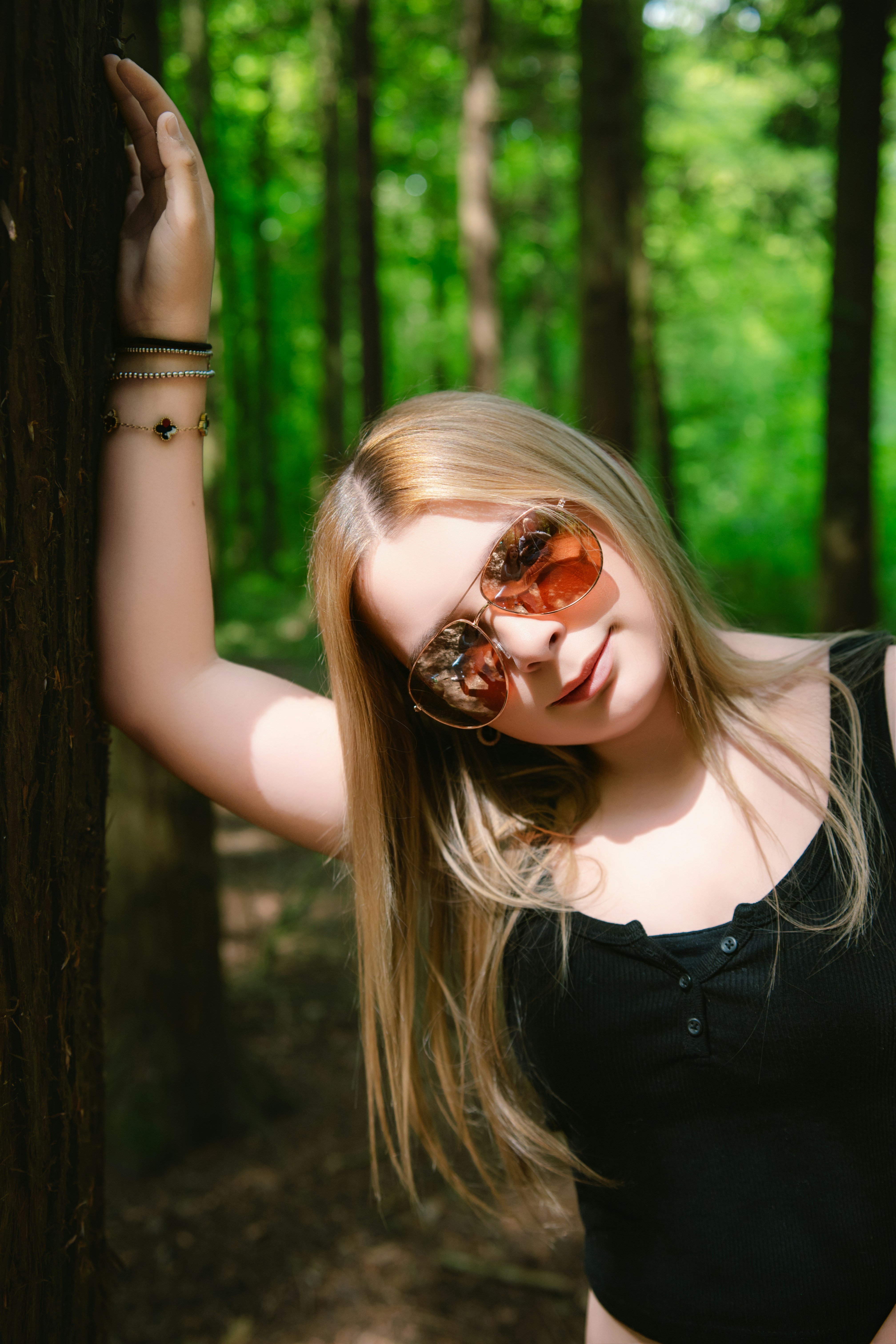 Sunlit Lean: A Portrait in the Forest Glow