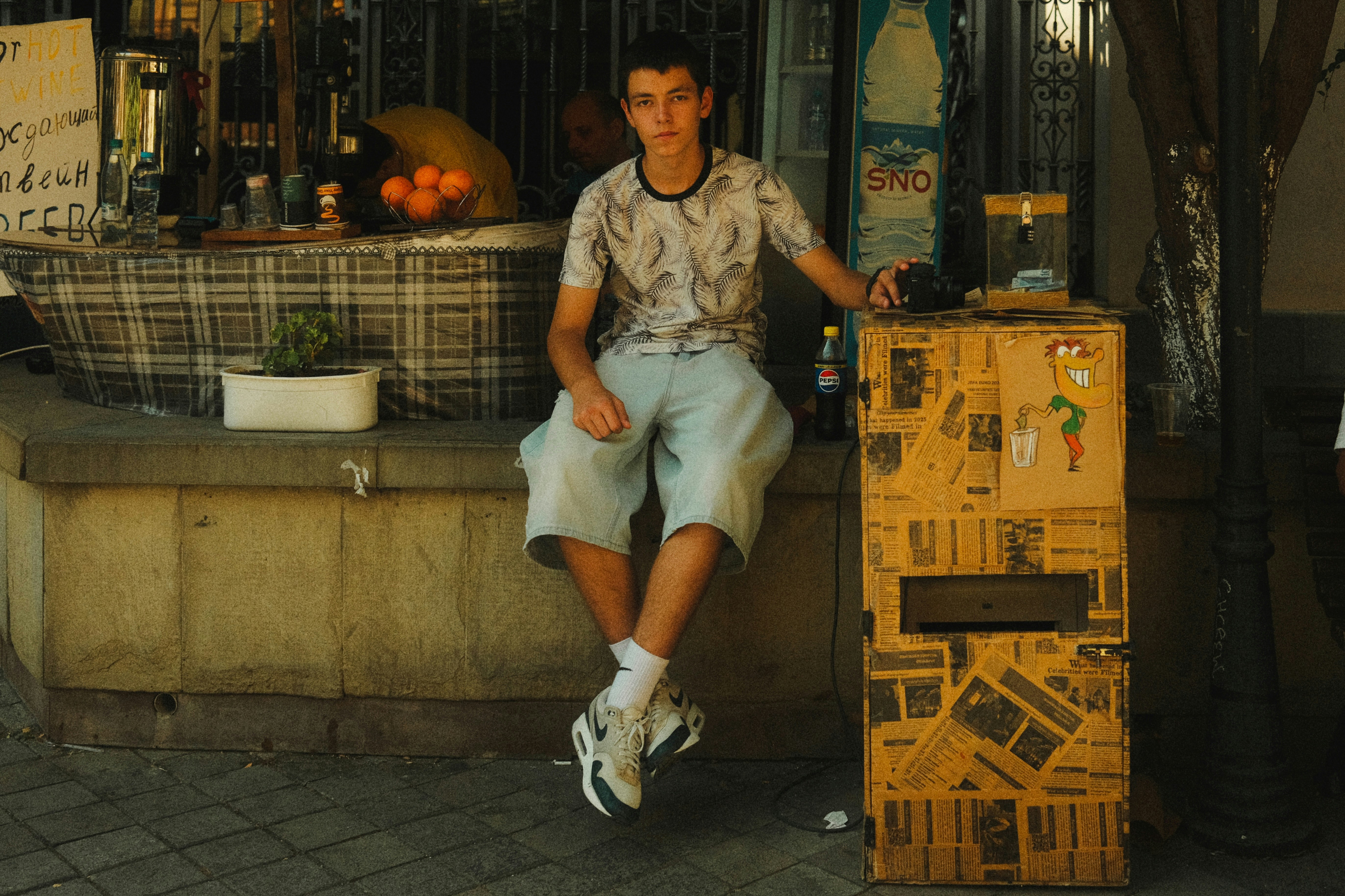 Youthful Stillness on a Quiet Street Corner
