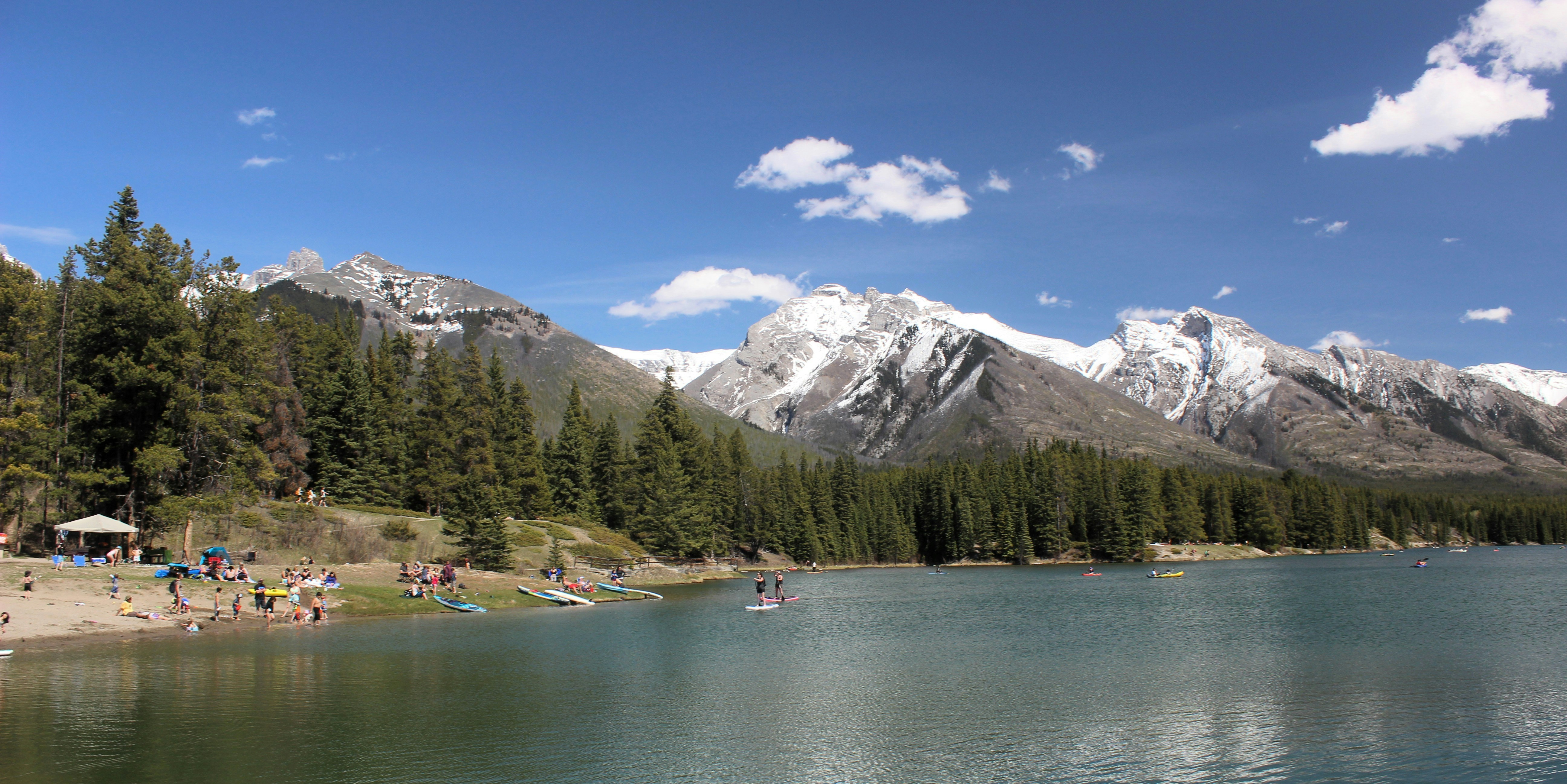 Azure Lake Beneath Snowcaped Peaks