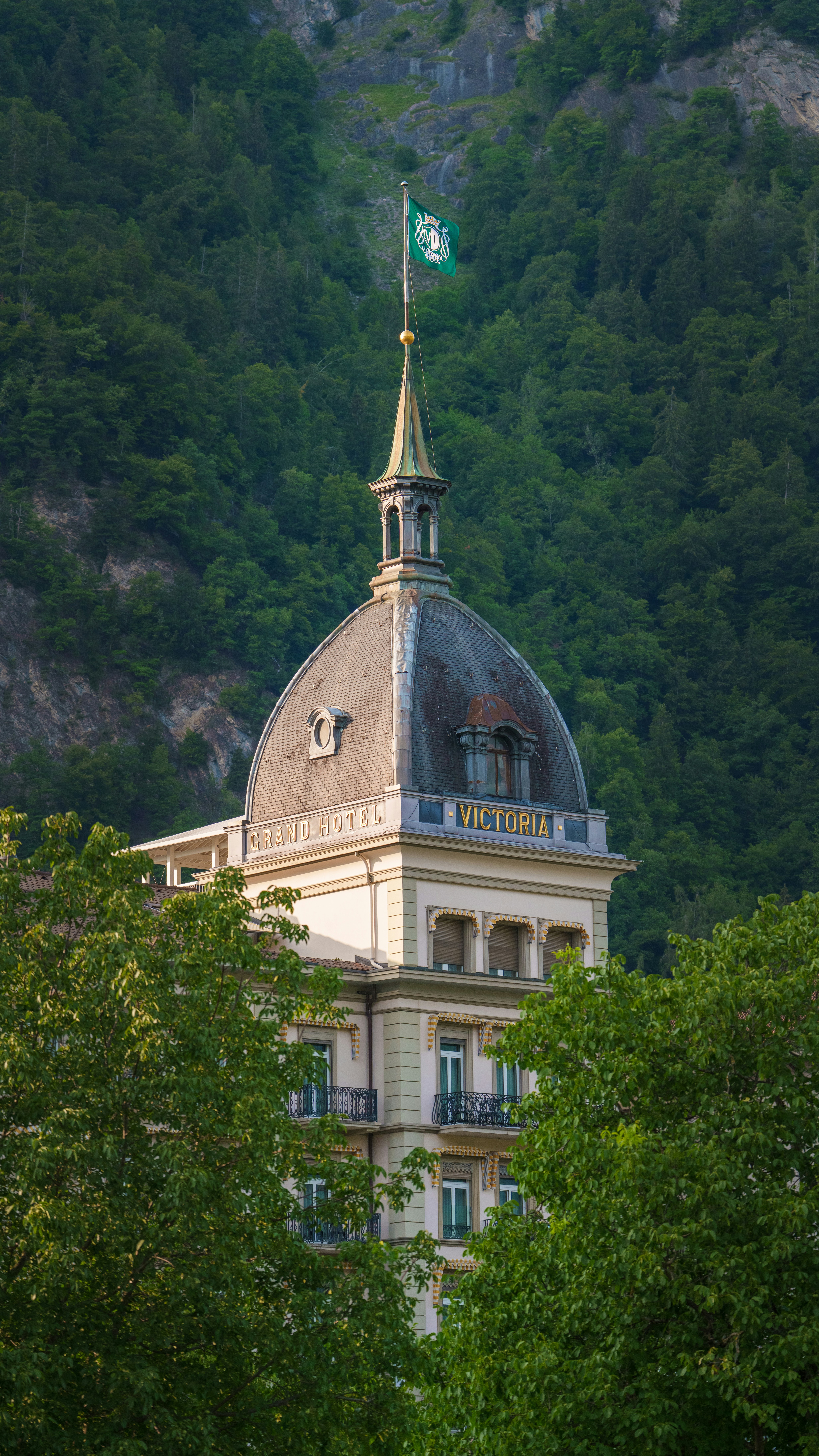 Top of the Grand Hotel Victoria: A Flag Over the Dome