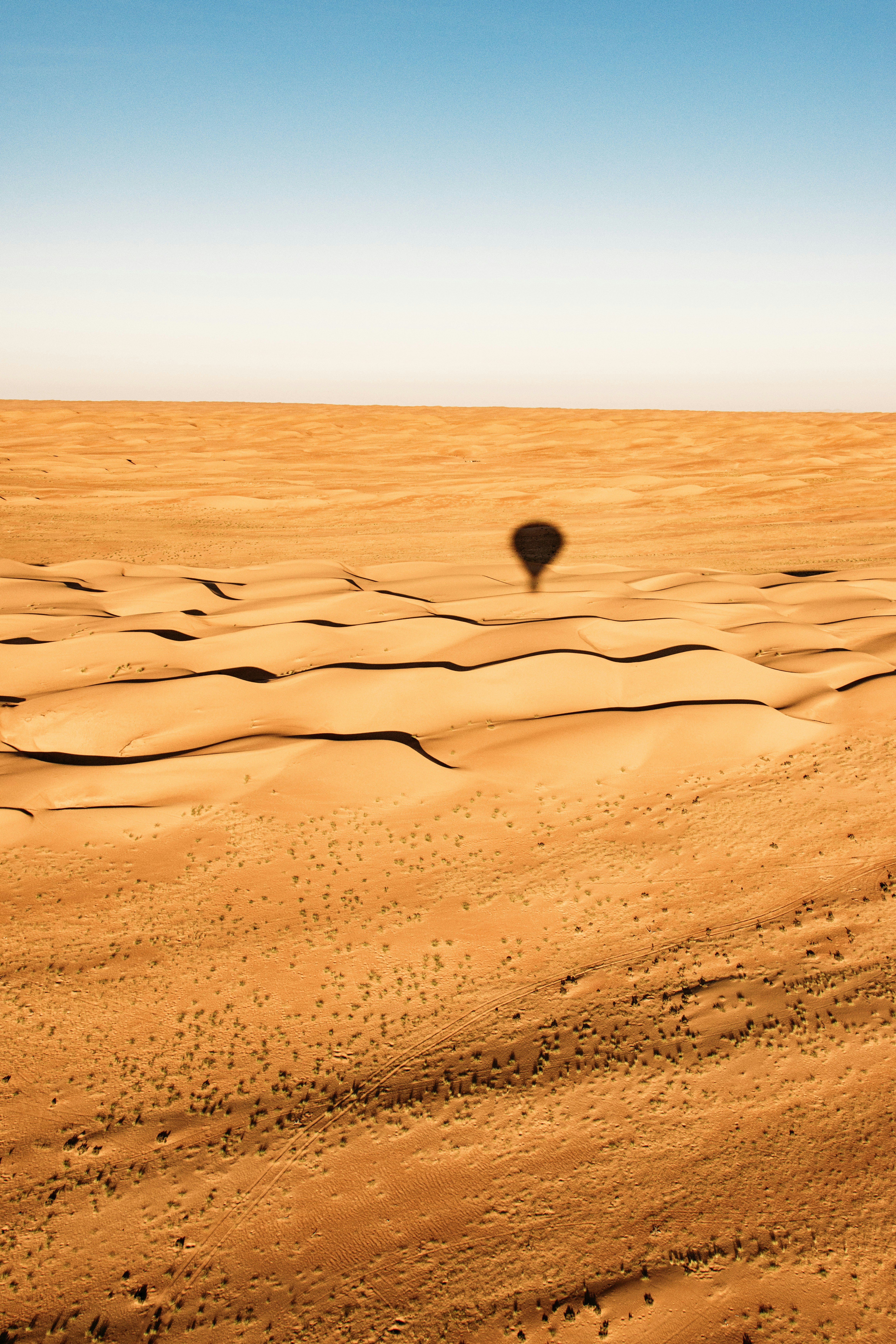 Desert Mirage: A Lone Shadow Over Dune Waves