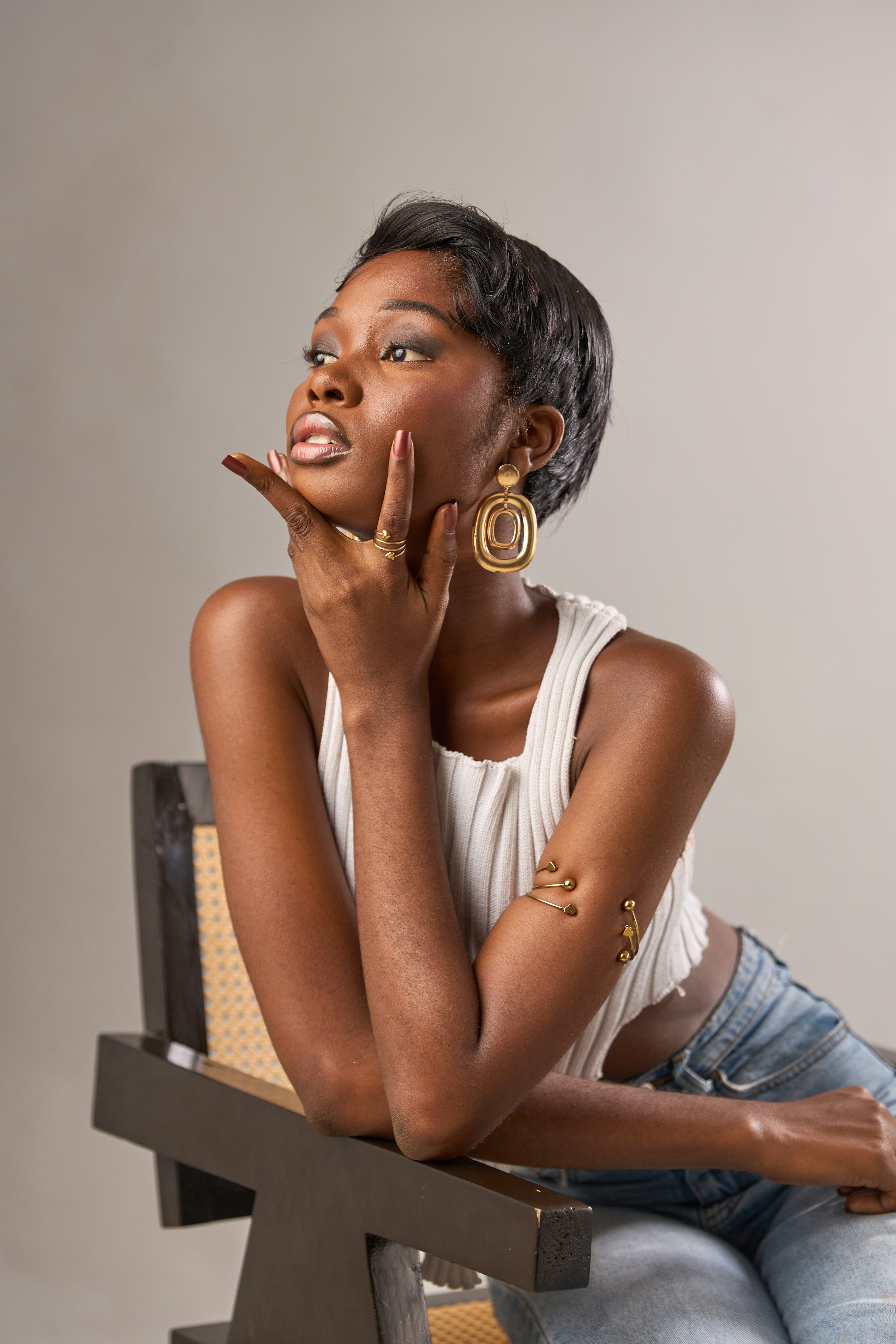 Elegant Contemplation: Portrait of Style and Poise