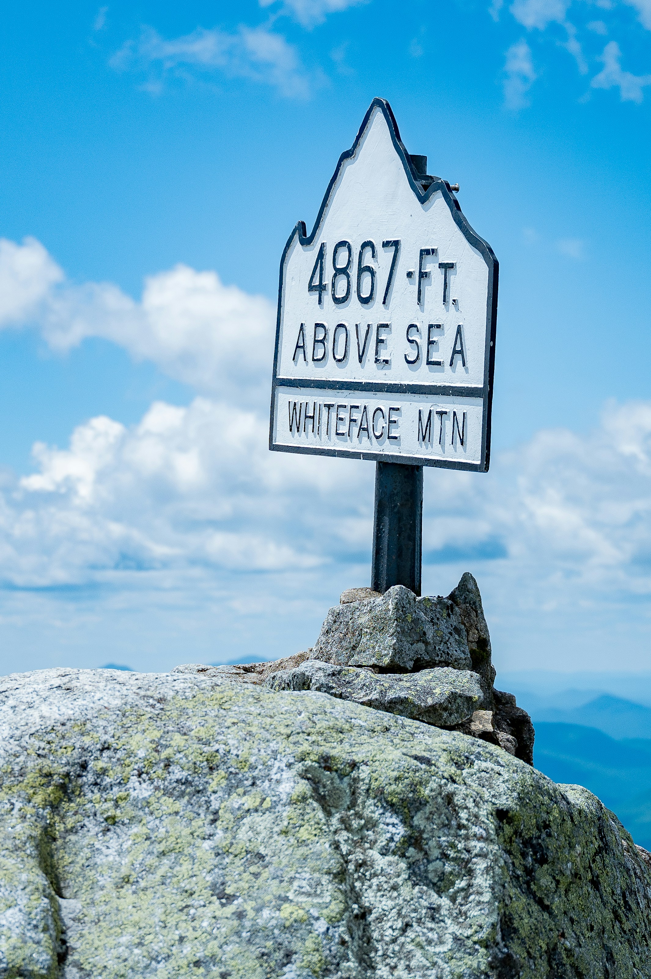 Peak Marker on Whiteface Summit: A Sign Above the Clouds