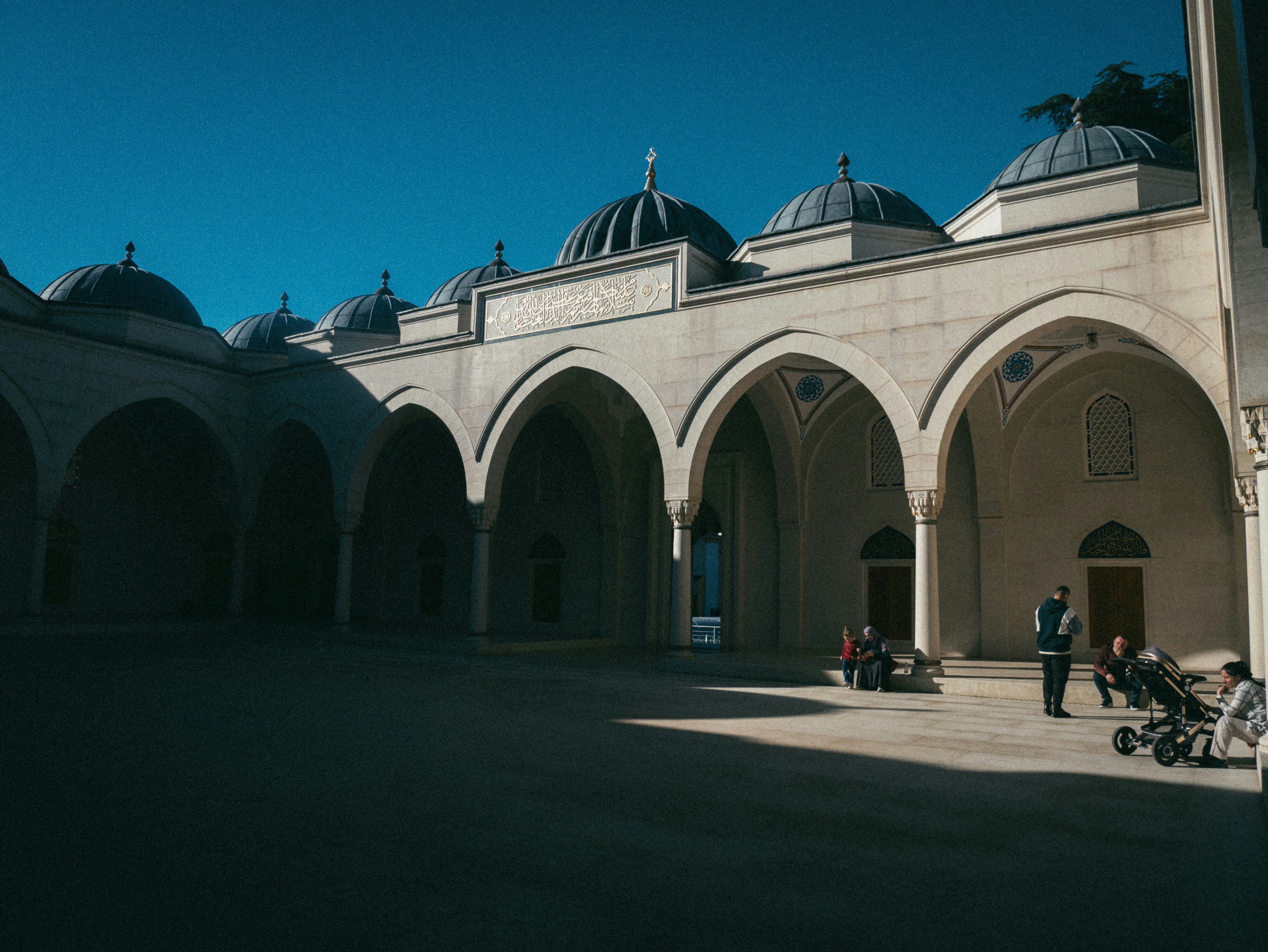 Arcaded Courtyard under cerulean sky