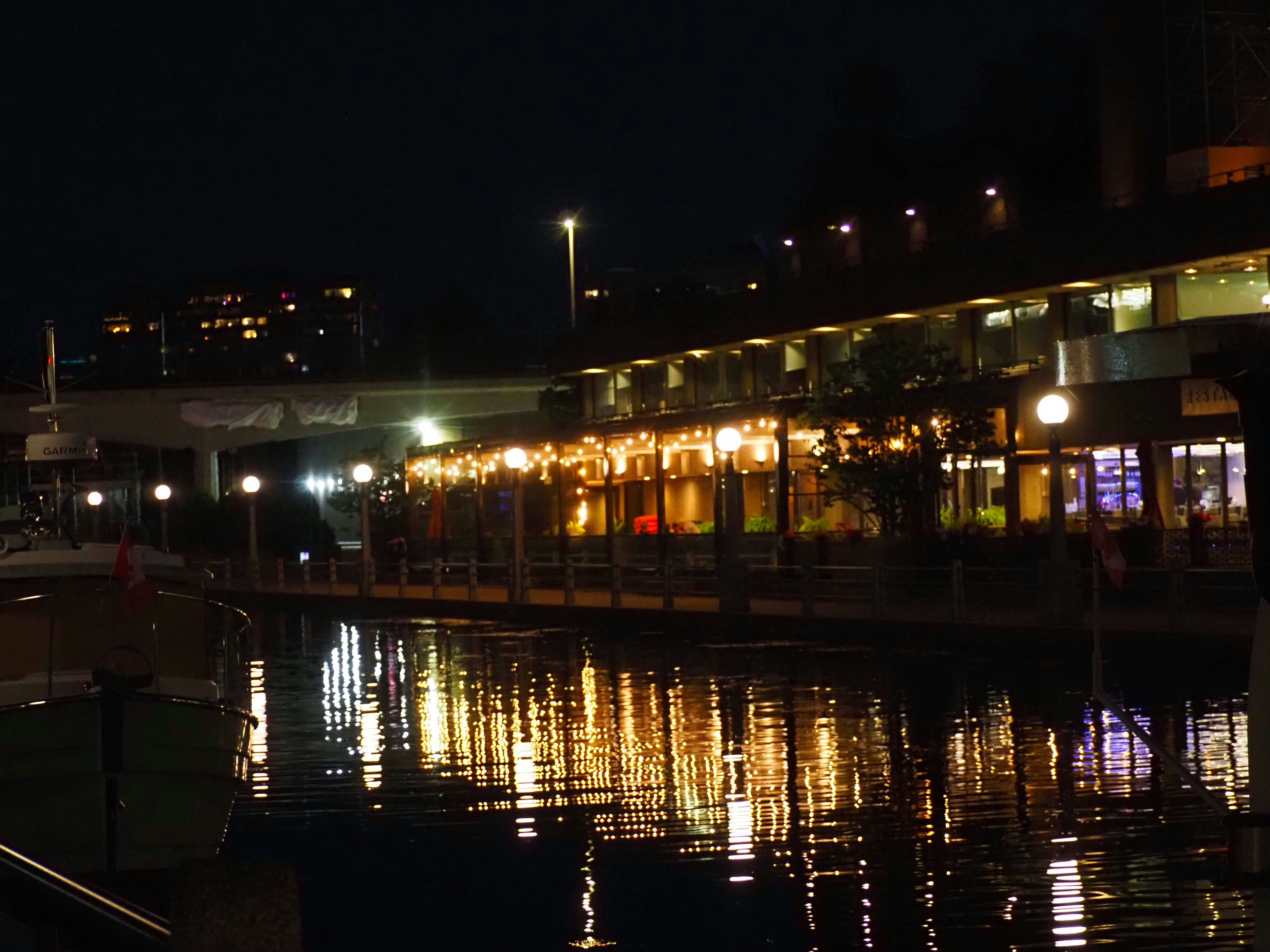 Nightlife by the Water: Reflections Dash Along the Quay