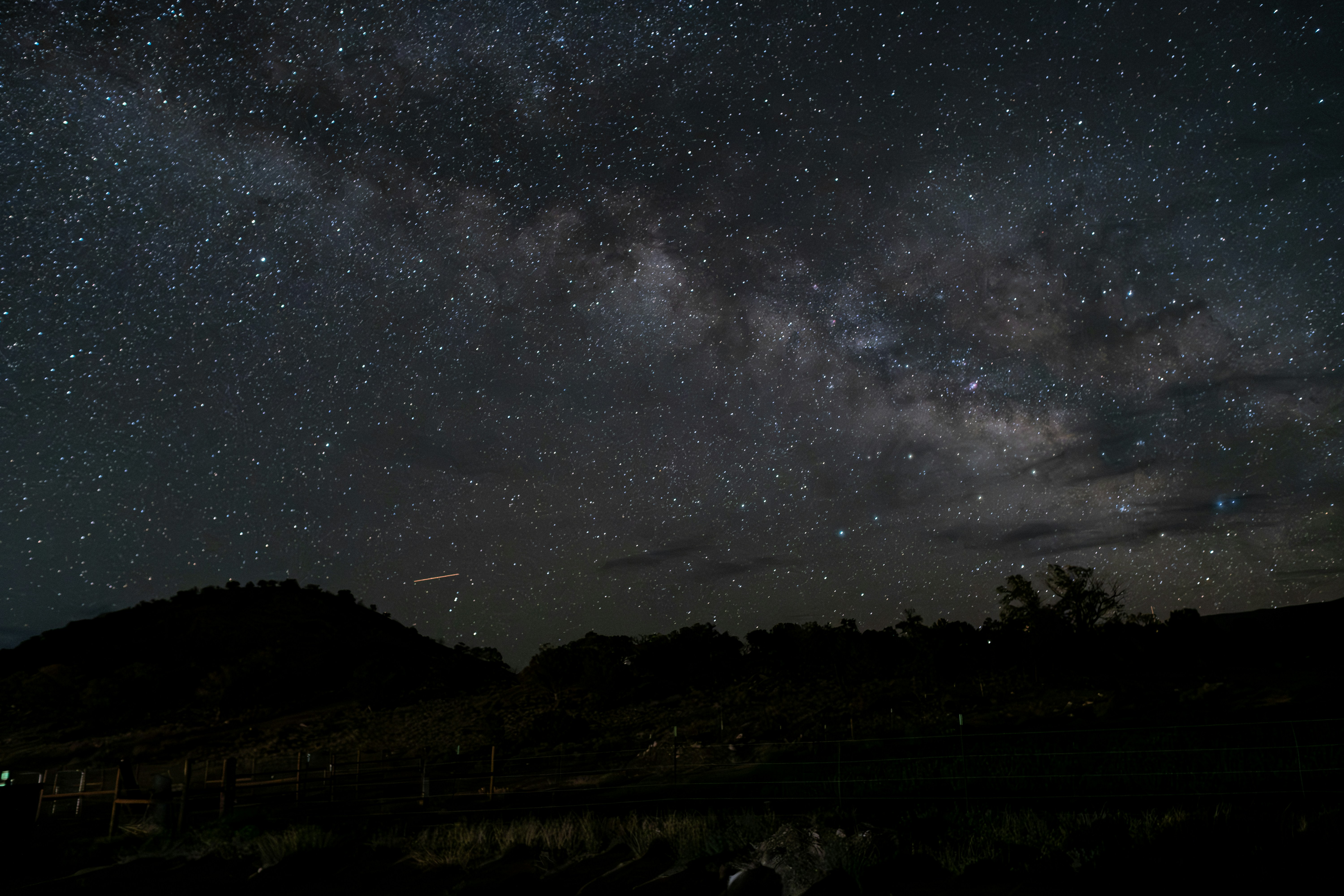 Milky Way Arcs over Quiet Hills