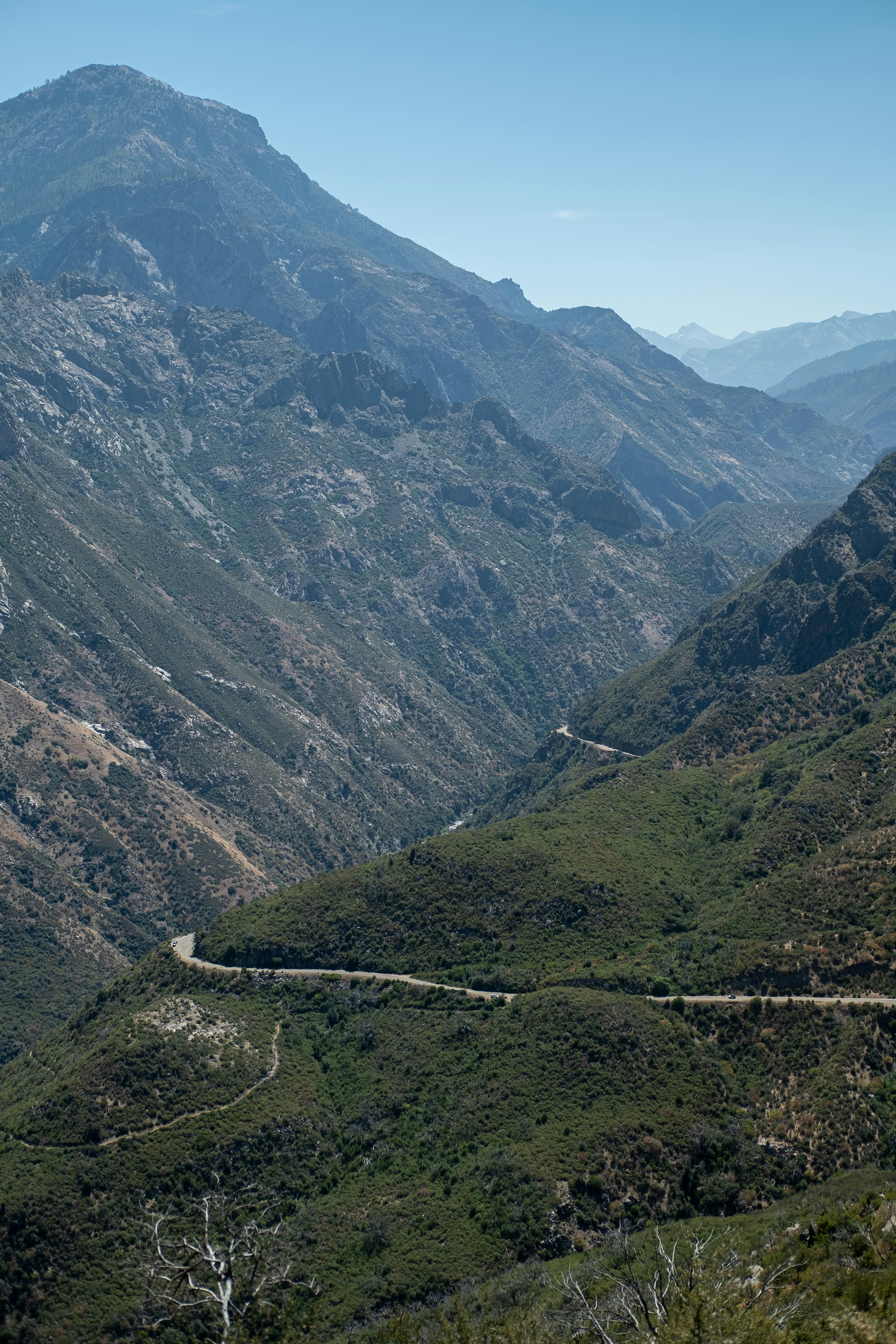 Meandering Crest: A Winding Mountain Road Cuts Through a Gnarled Ridge