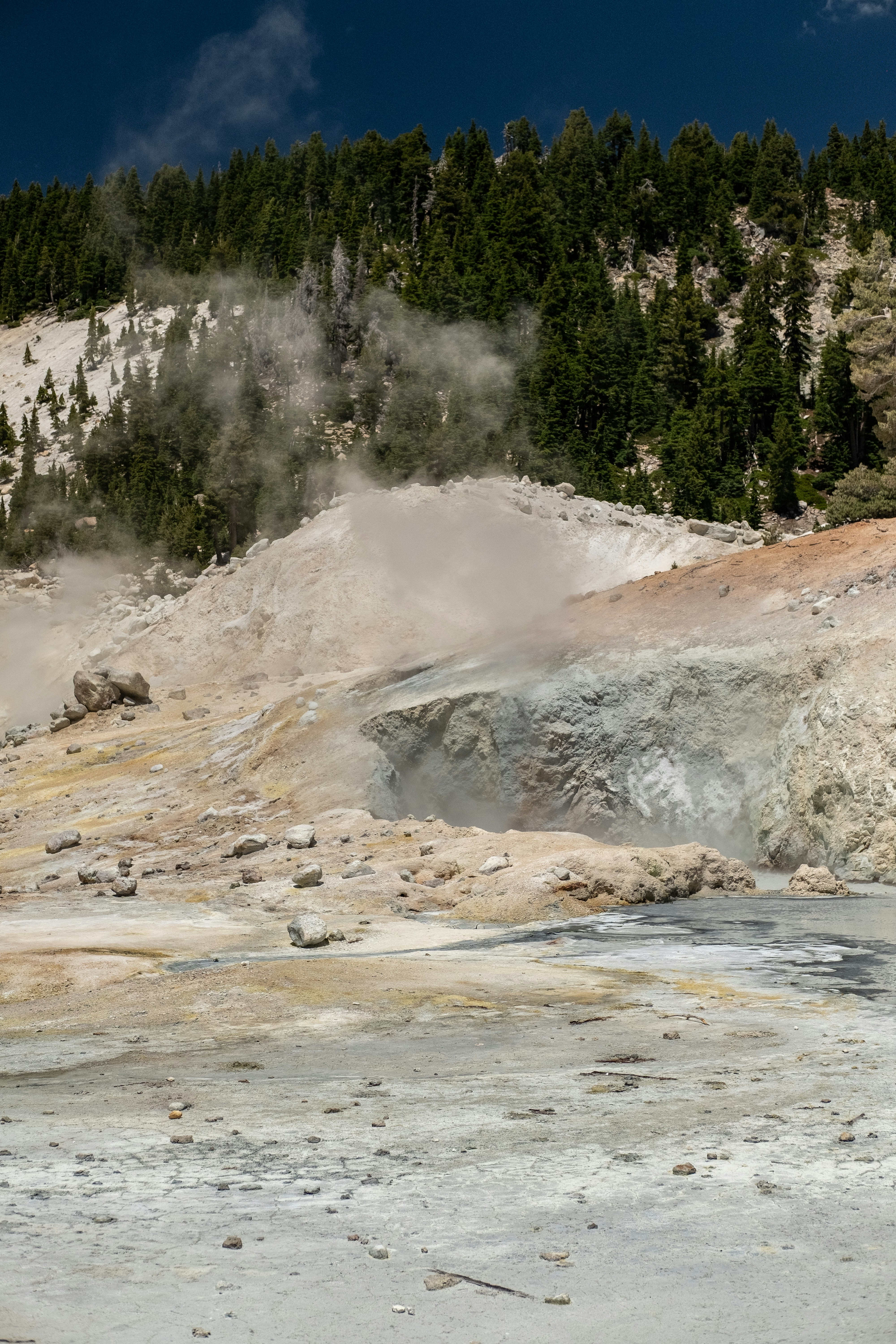 Steam and Stone: A Mineral Landscape Emitting Quiet Fire