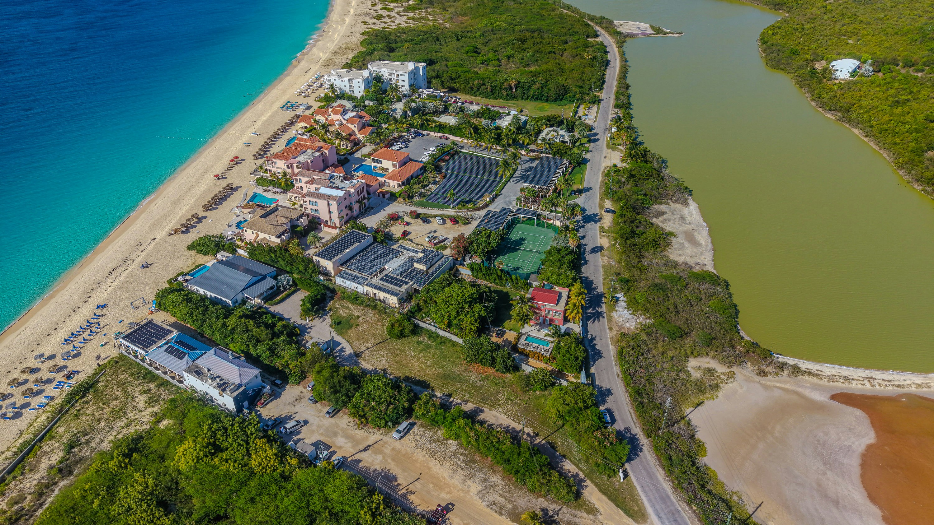 Coastal Resort Complex Fringed by Lagoon and Turquoise Sea