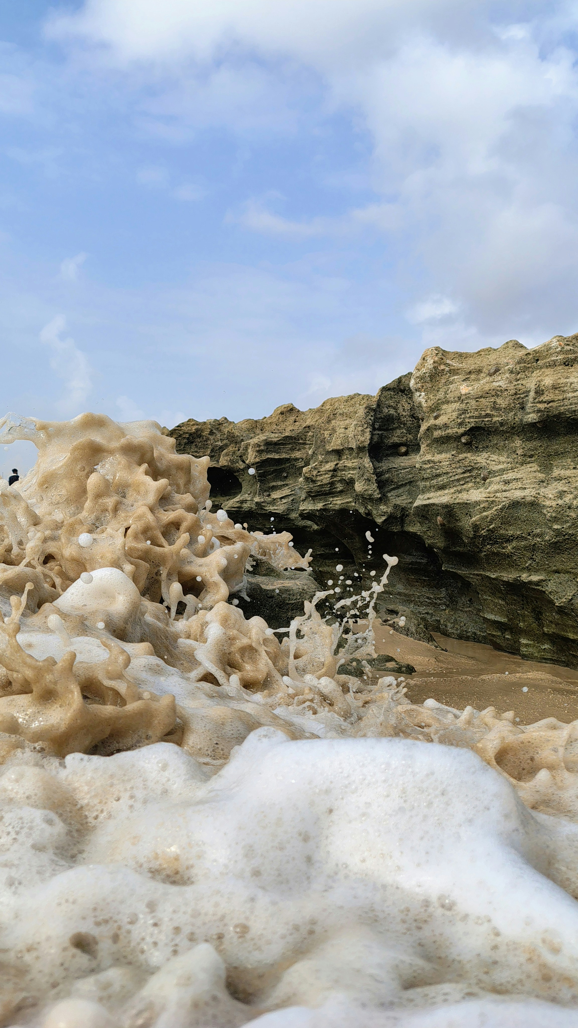 Foam and Cliff Edge: A Seaside Moment Frozen in Tide
