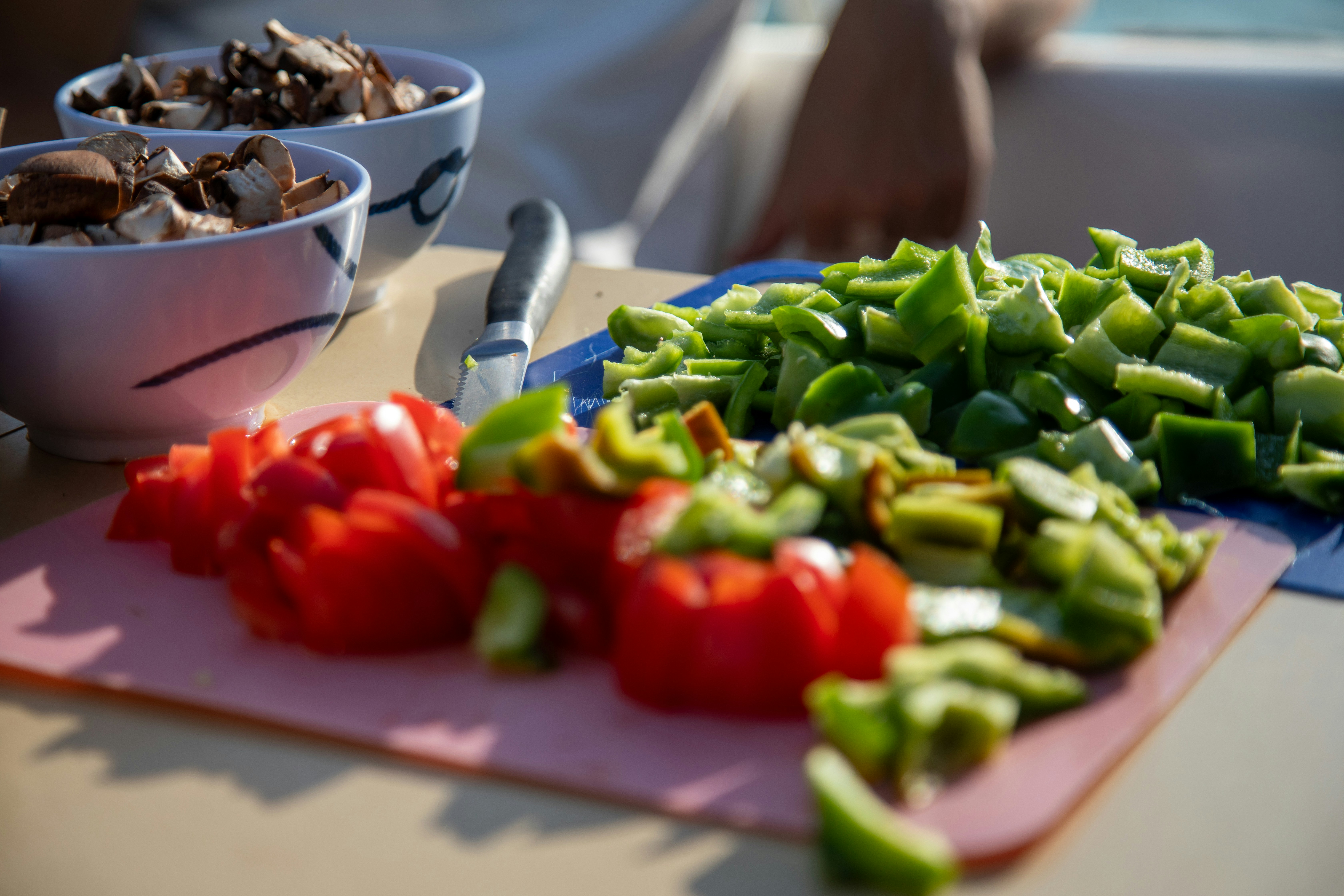 Colorful Prep in a Sunlit Kitchen