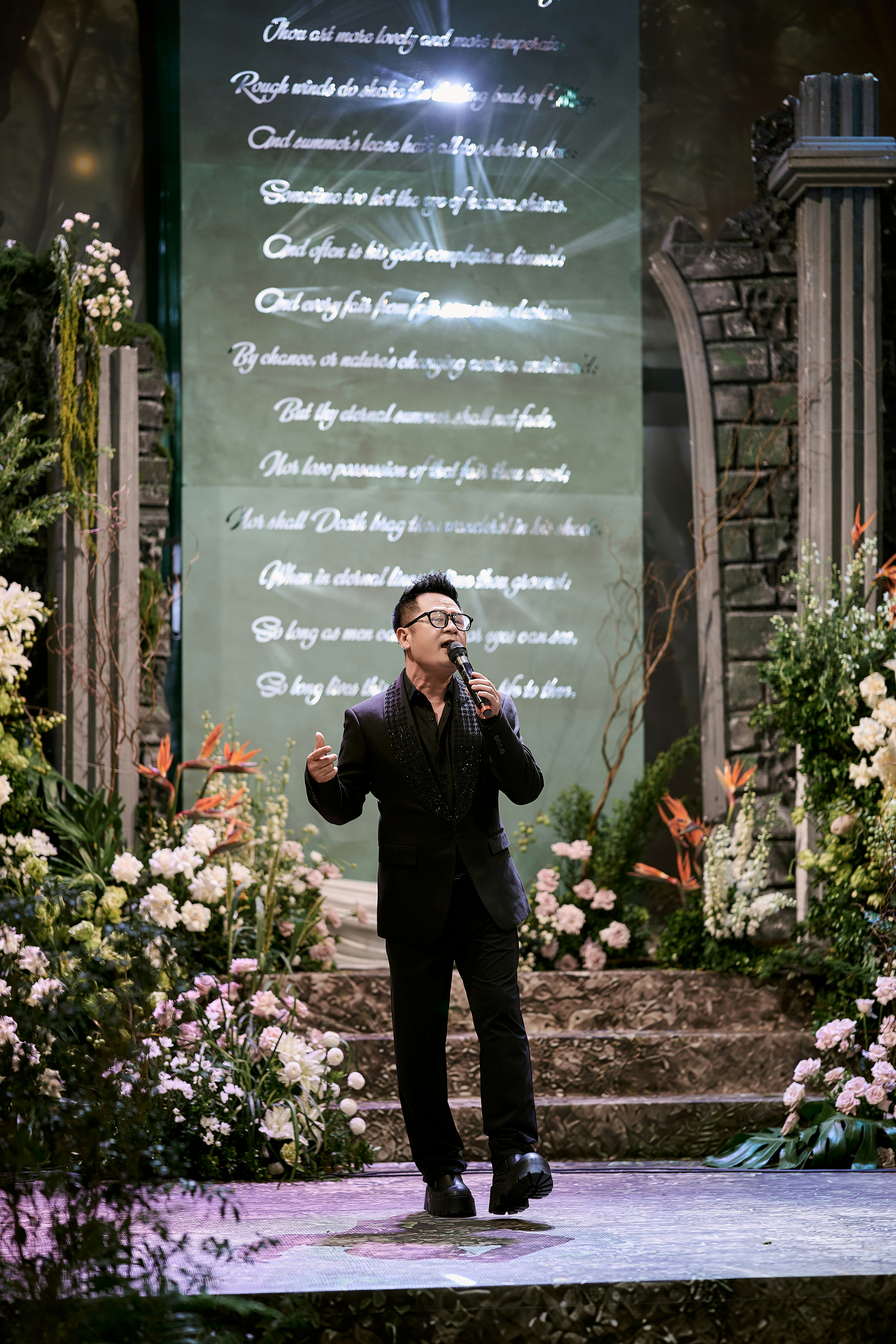 Midnight Auditorium: A Solo Singer Under Ornate Arches