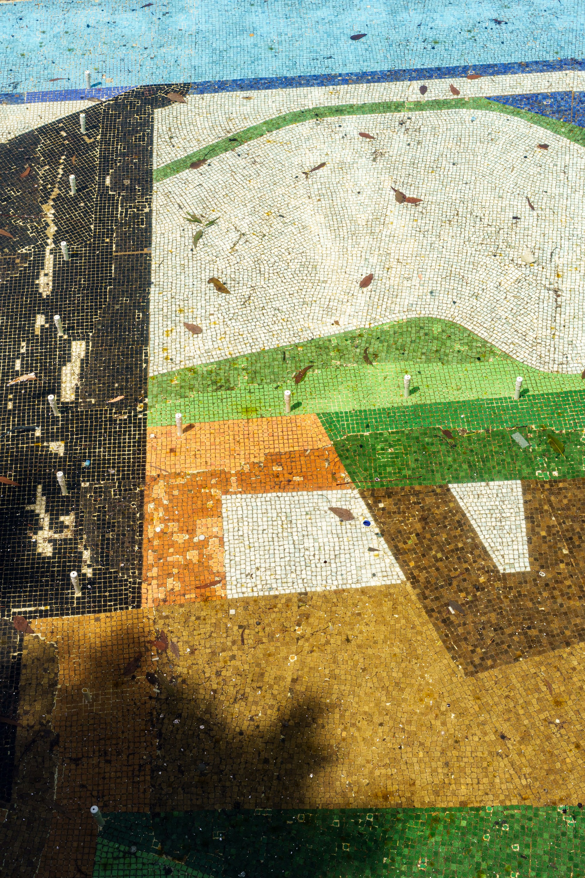 Mosaic Steps of Color: A Weathered Tile Landscape