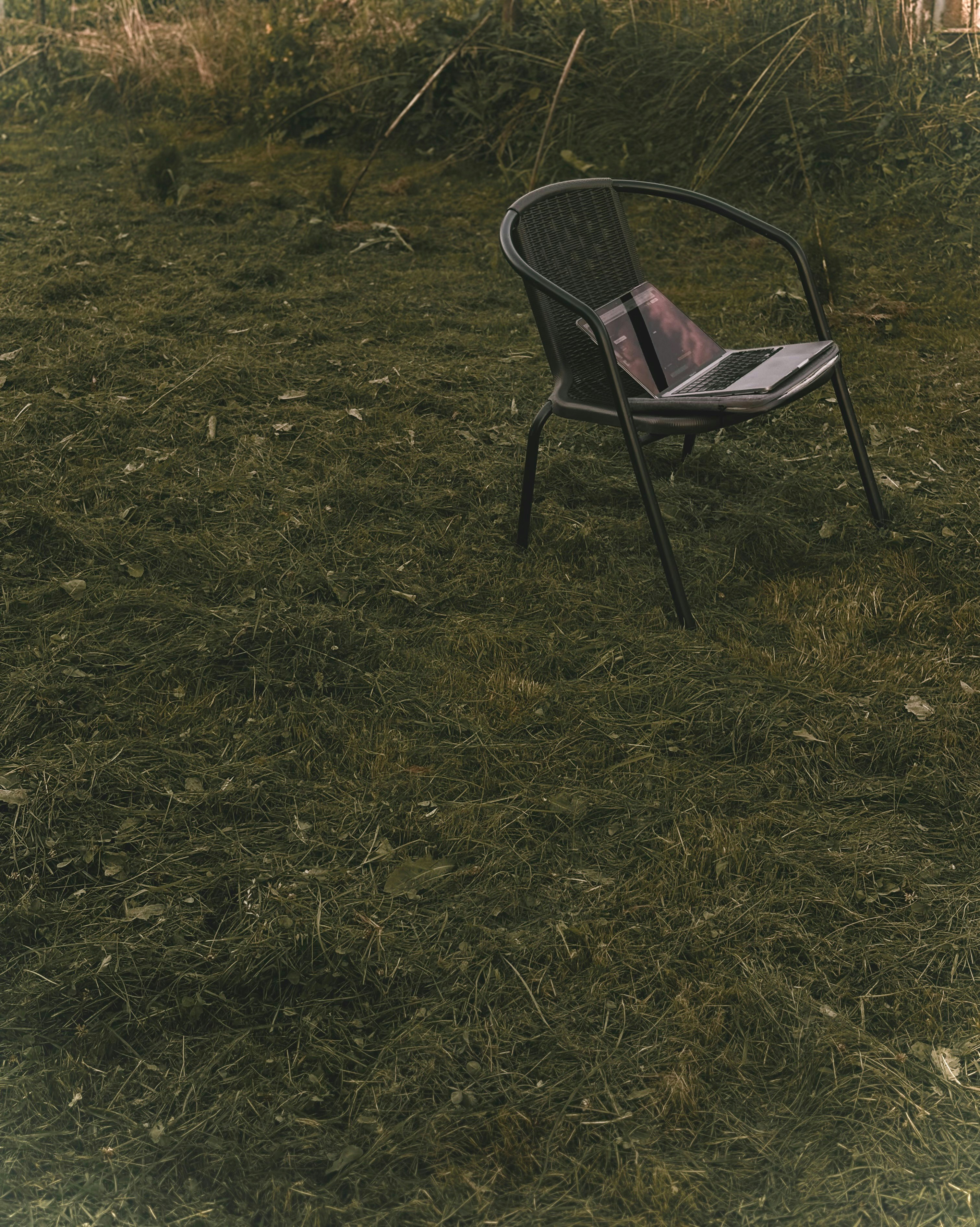 Deserted Lawn: A Single Chair as Silent Witness