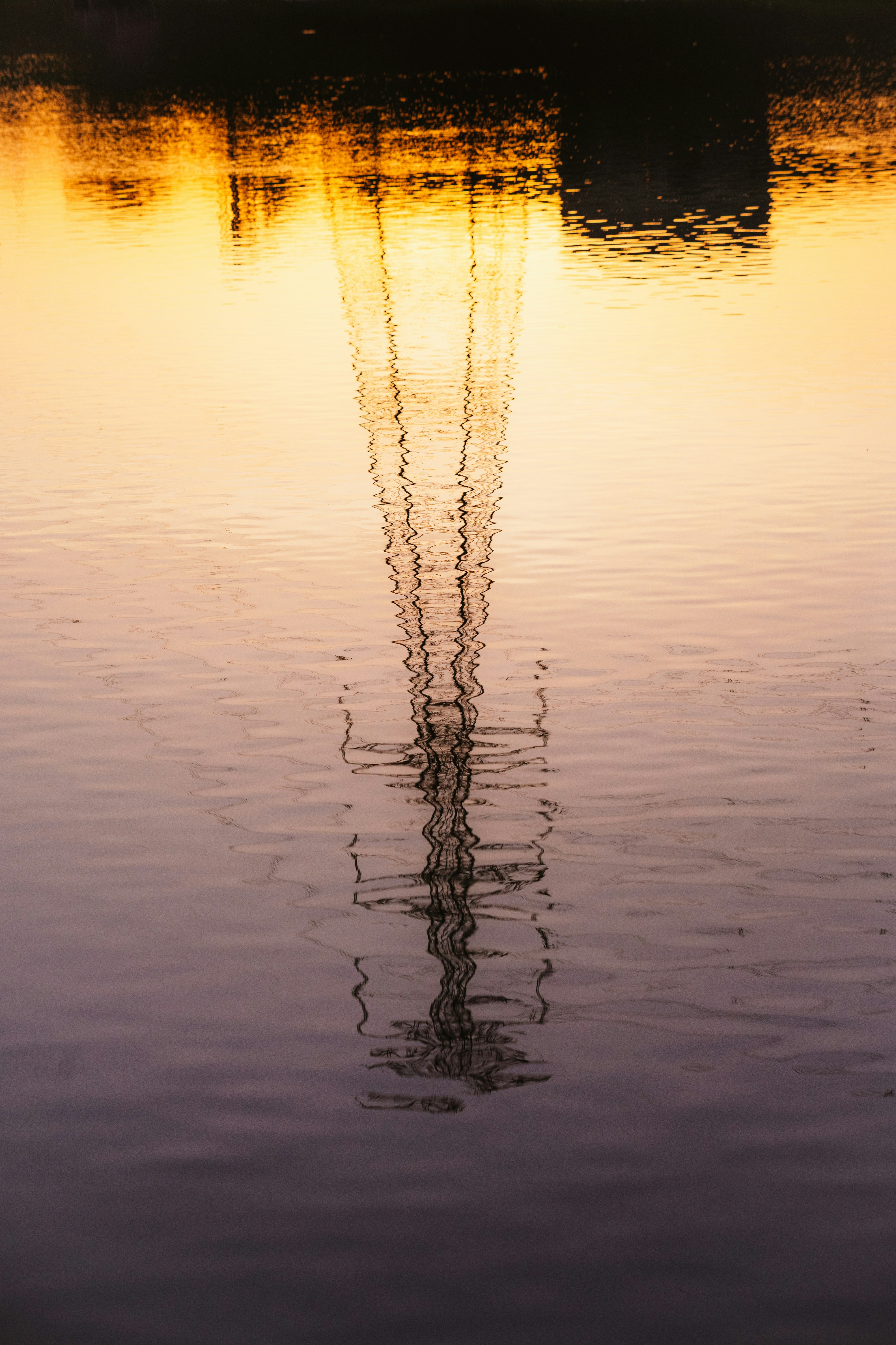 Reflected Skyscraper in Sunset Stillness
