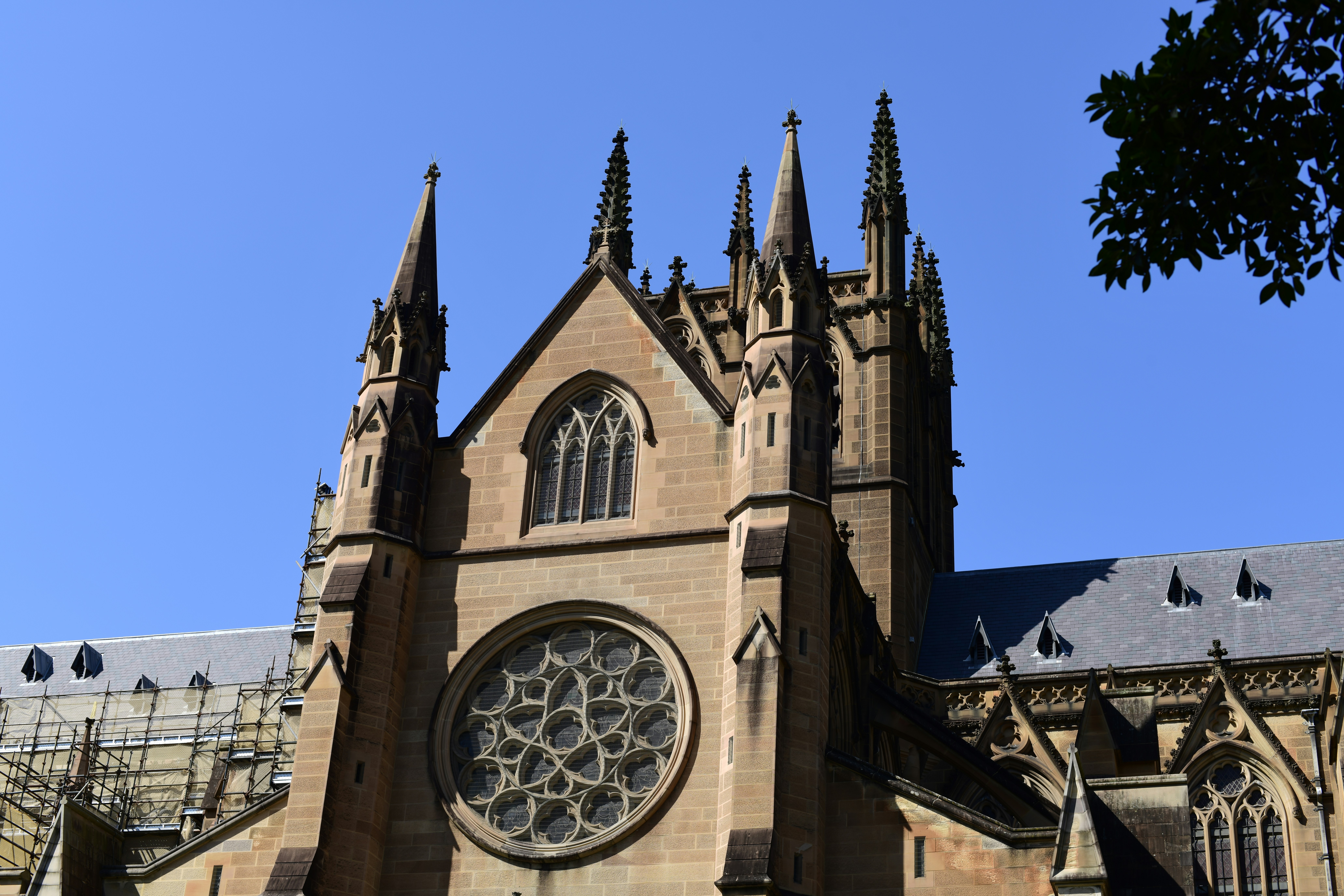 Gothic Cathedral Facade Under Clear Sky