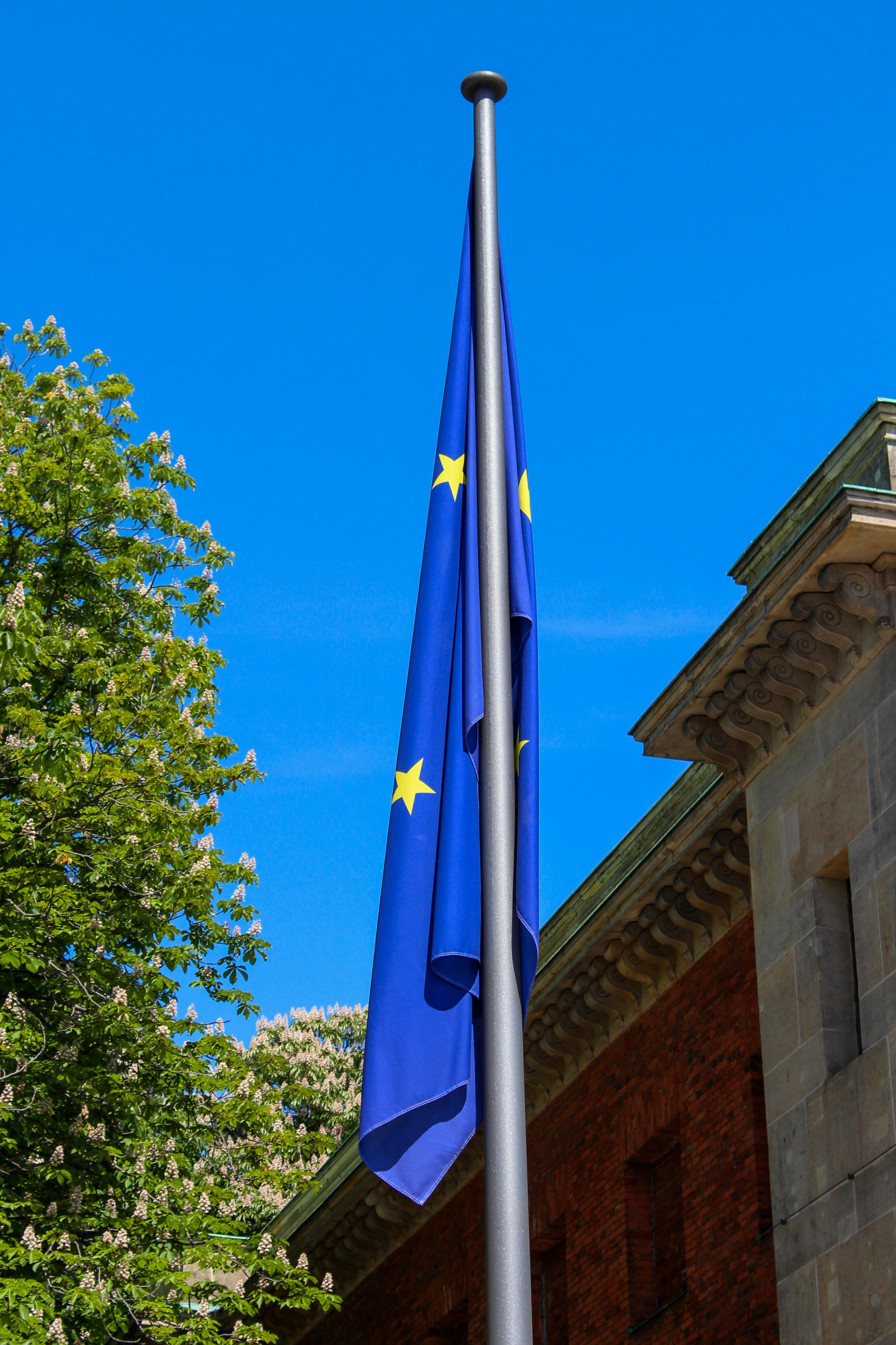 Pole of Unity: The EU Flag Against a Blazing Sky