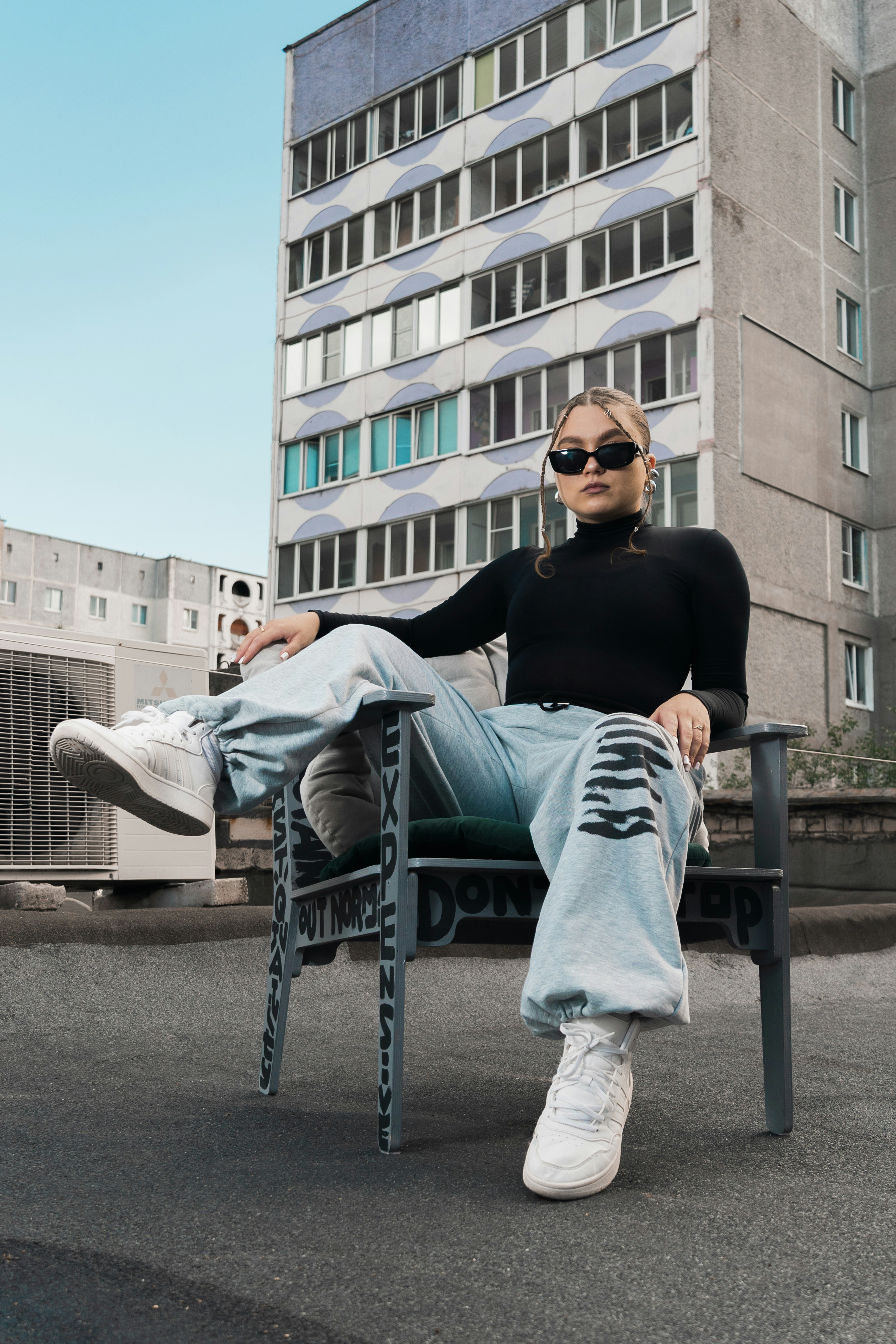 Urban Resilience: A Confident Sit on the Rooftop Bench