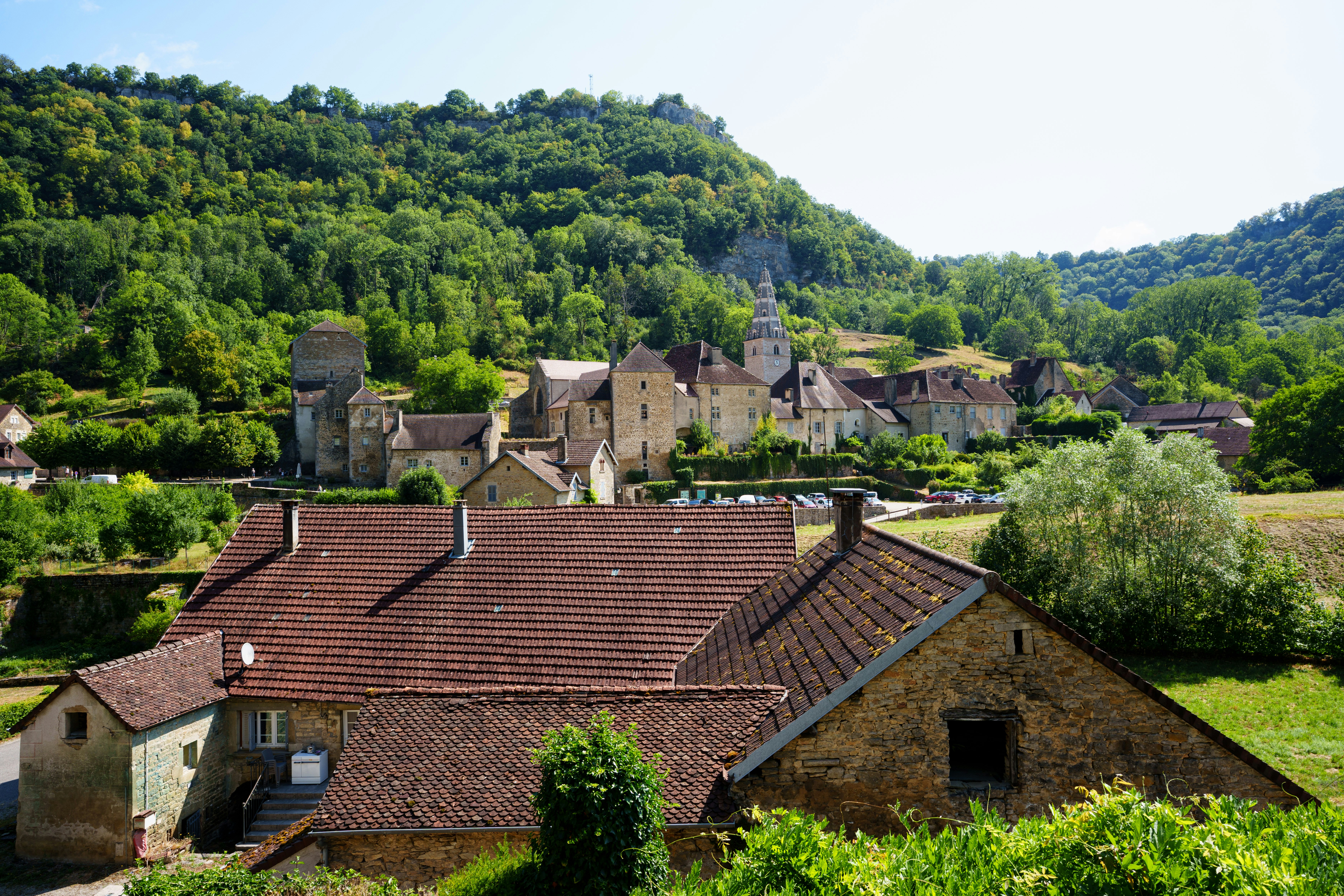 Stone Village at the Edge of the Green Hill