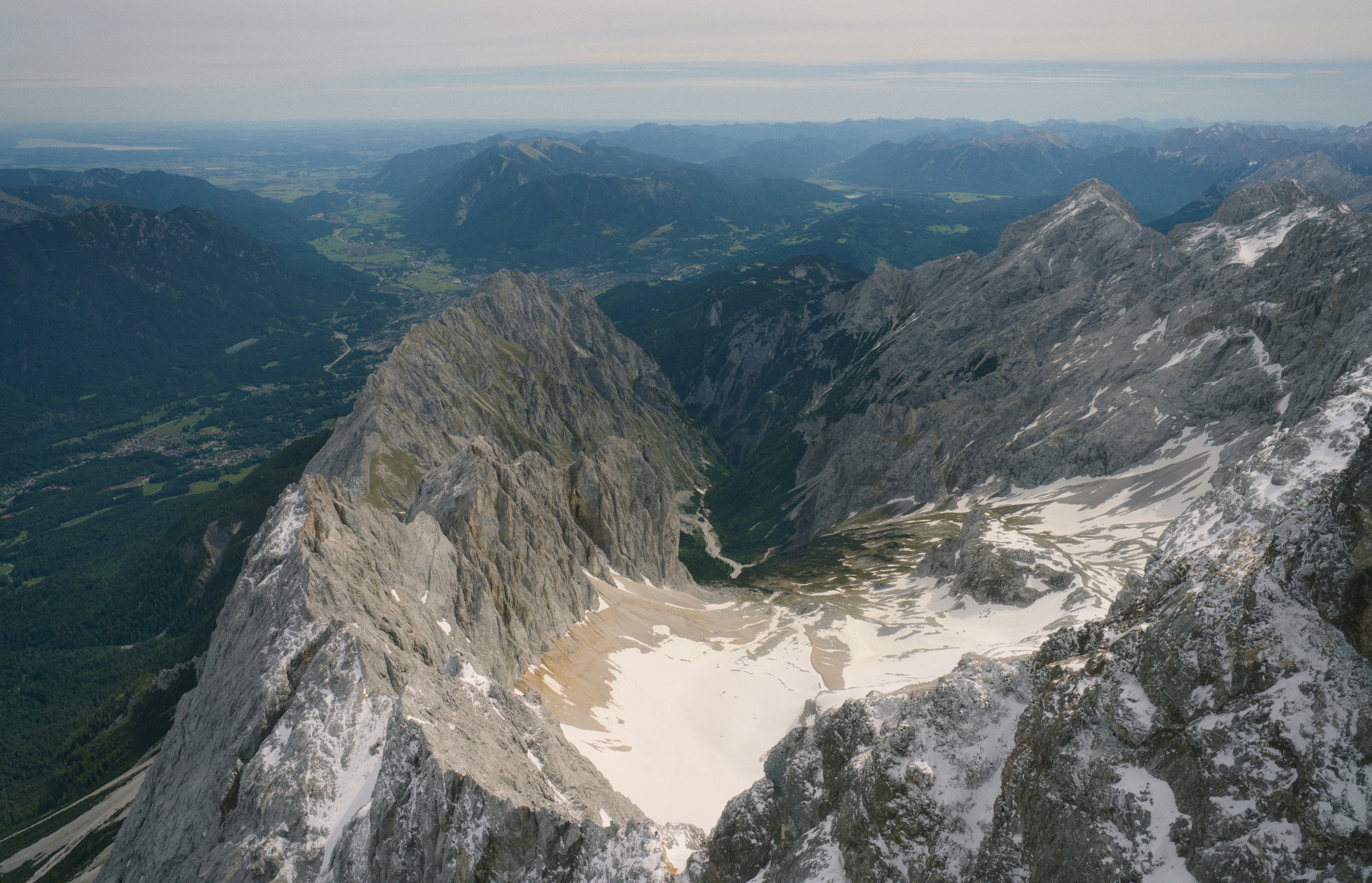 Snow-tilted Summit Overlook: Aerial View of Alpine Crags
