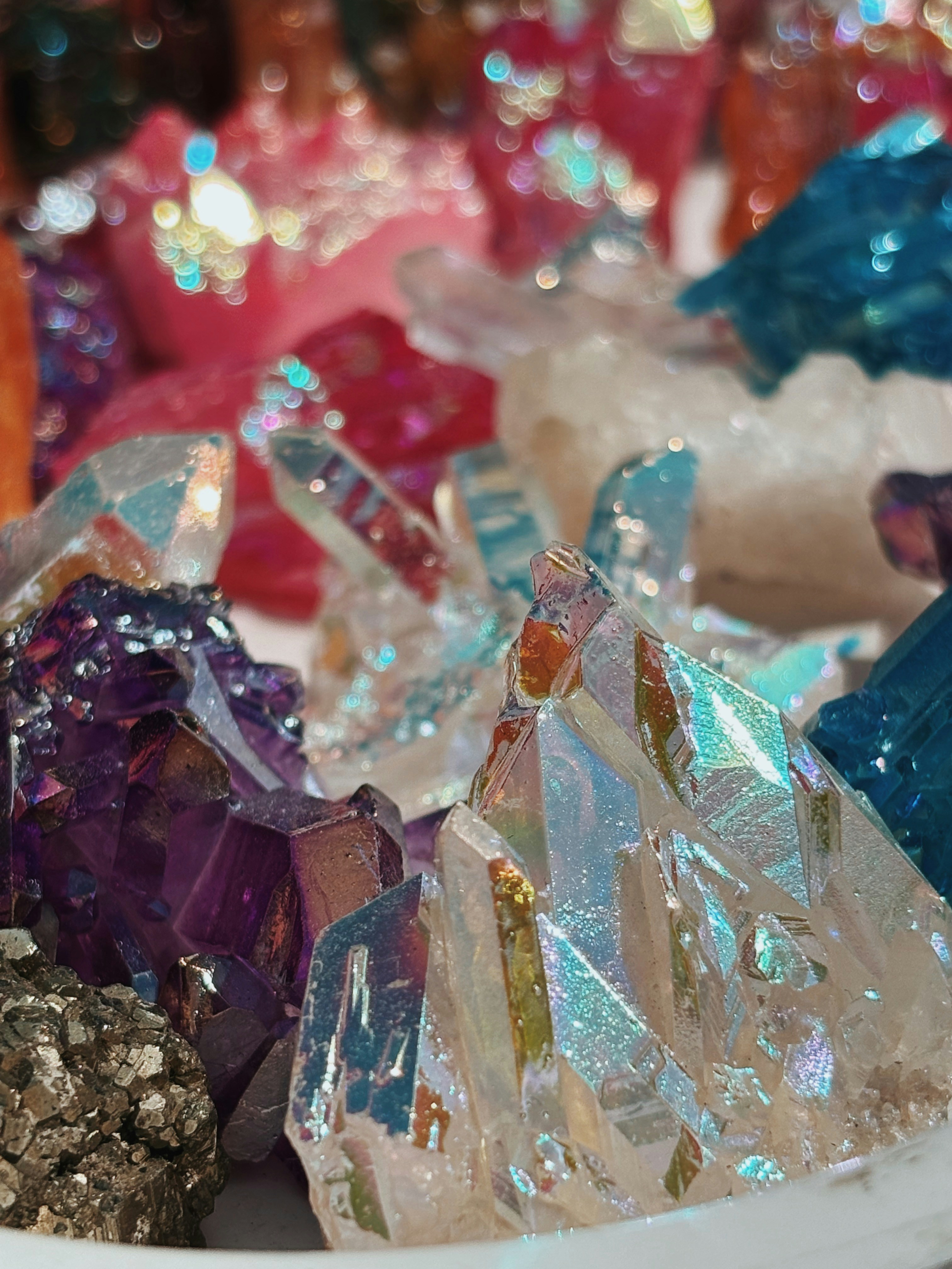 Prismatic Crystals in a Rainbow-Tinted Reef